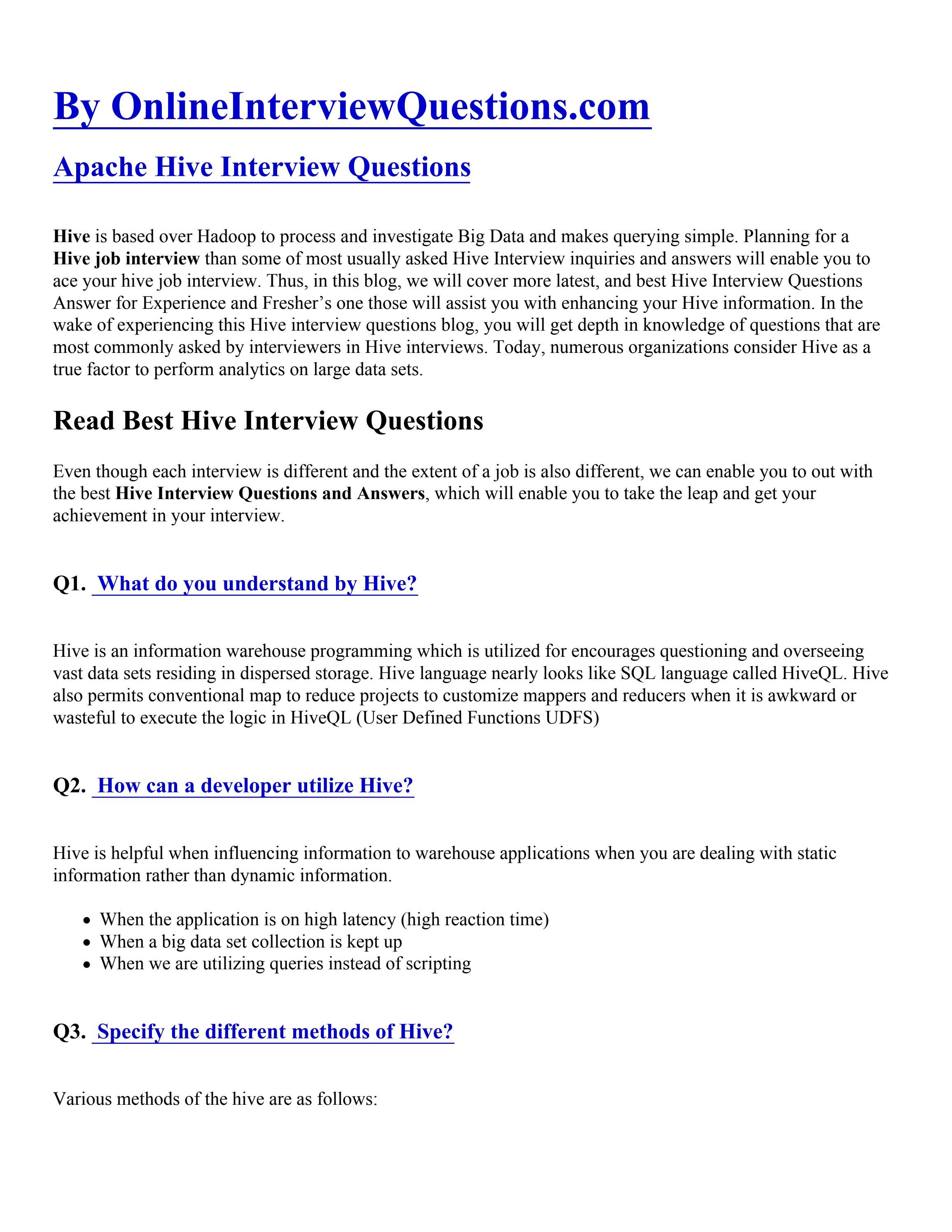 Hive Interview Questions Pdf By Satyam Jaiswal Issuu 