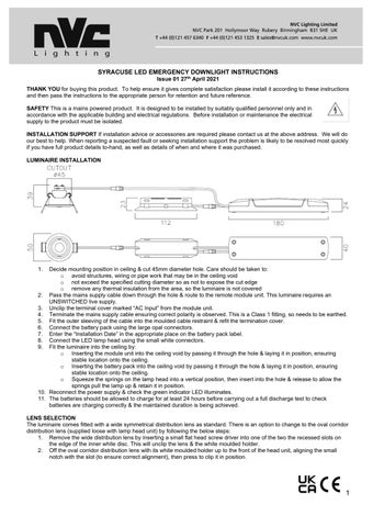 SYRACUSE LED Emergency Downlight - Instructions by NVC Lighting UK - Issuu