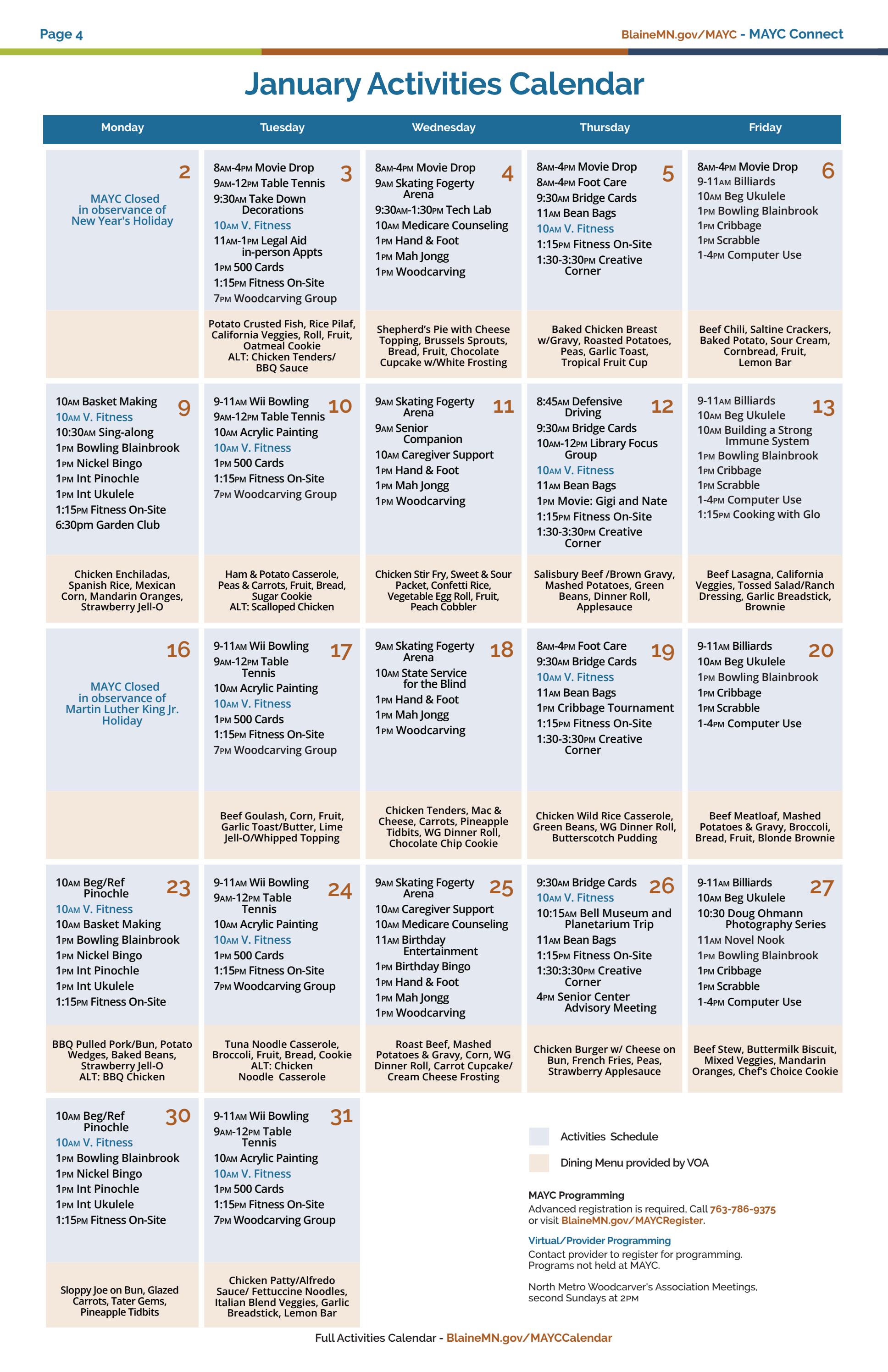 MAYC Calendar - January 2023 by City of Blaine - Issuu