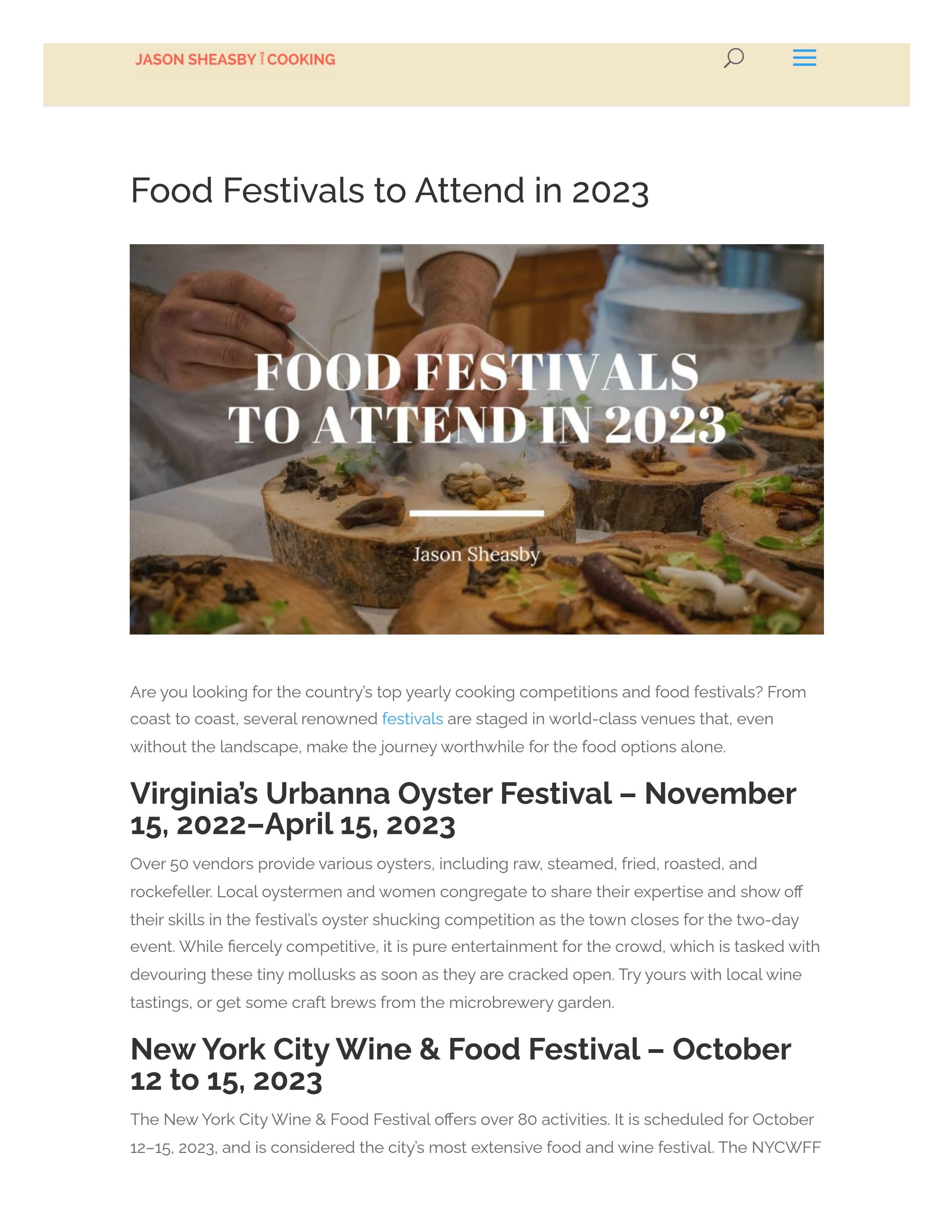 Food Festivals to Attend in 2023 by Jason Sheasby - Issuu