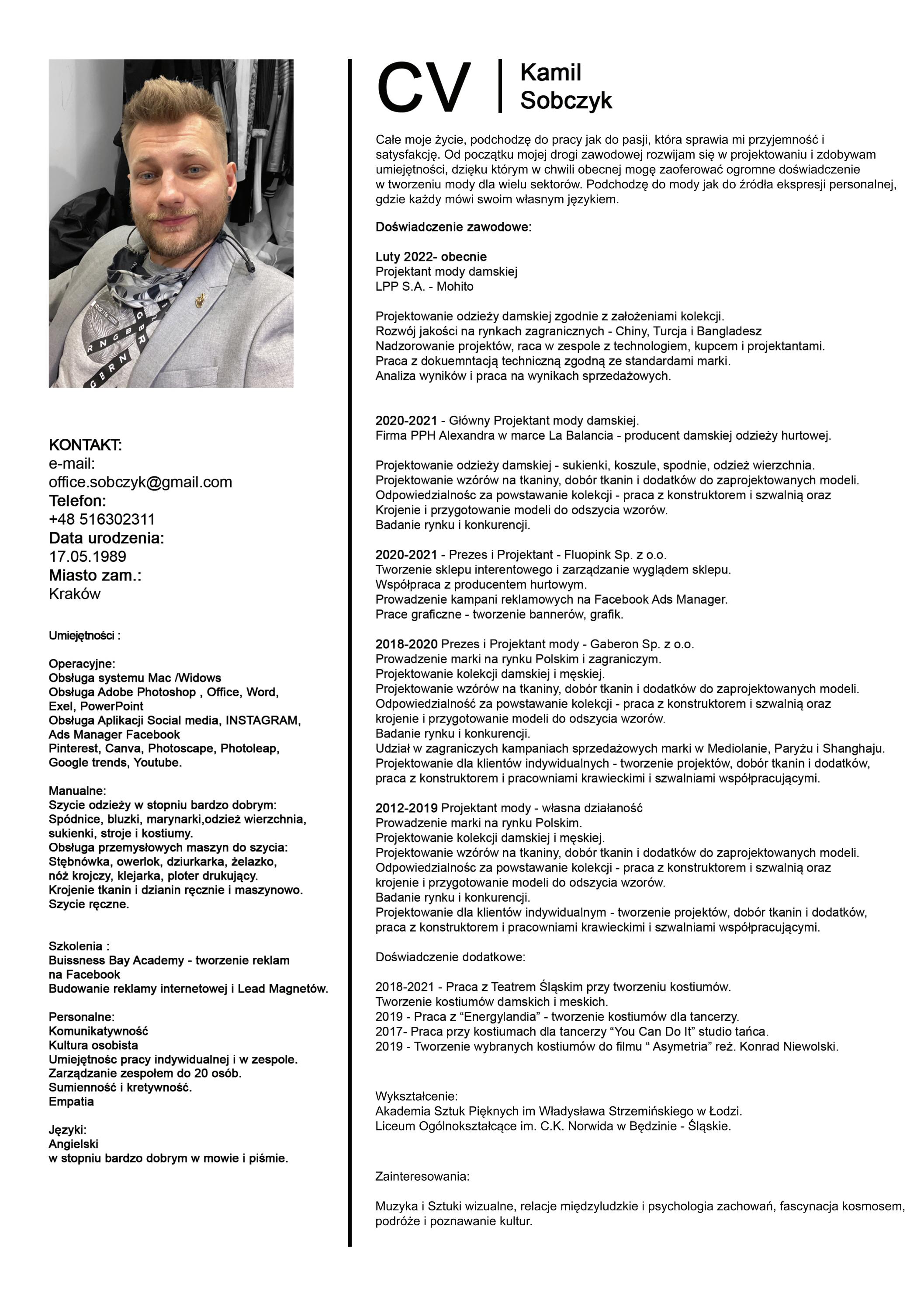 CV Kamil Sobczyk by kamil sobczyk - Issuu