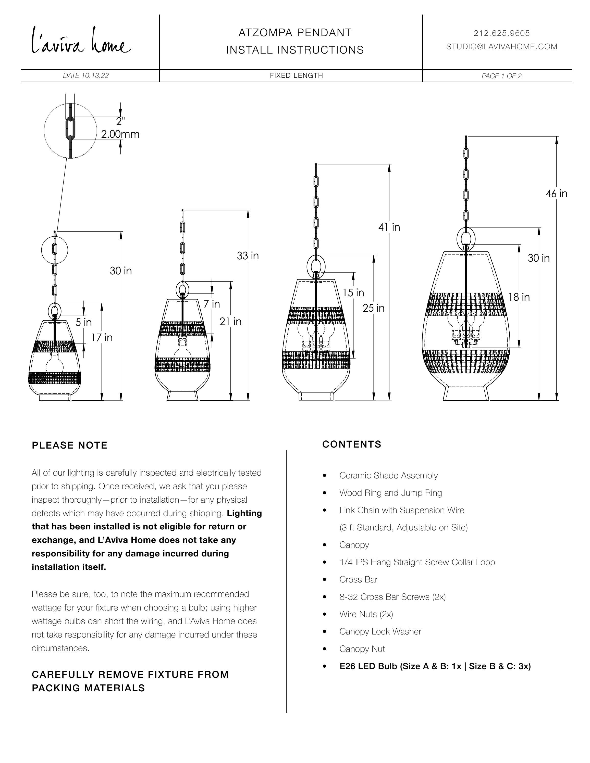 Atzompa Pendant Install Instructions by lavivahome - Issuu