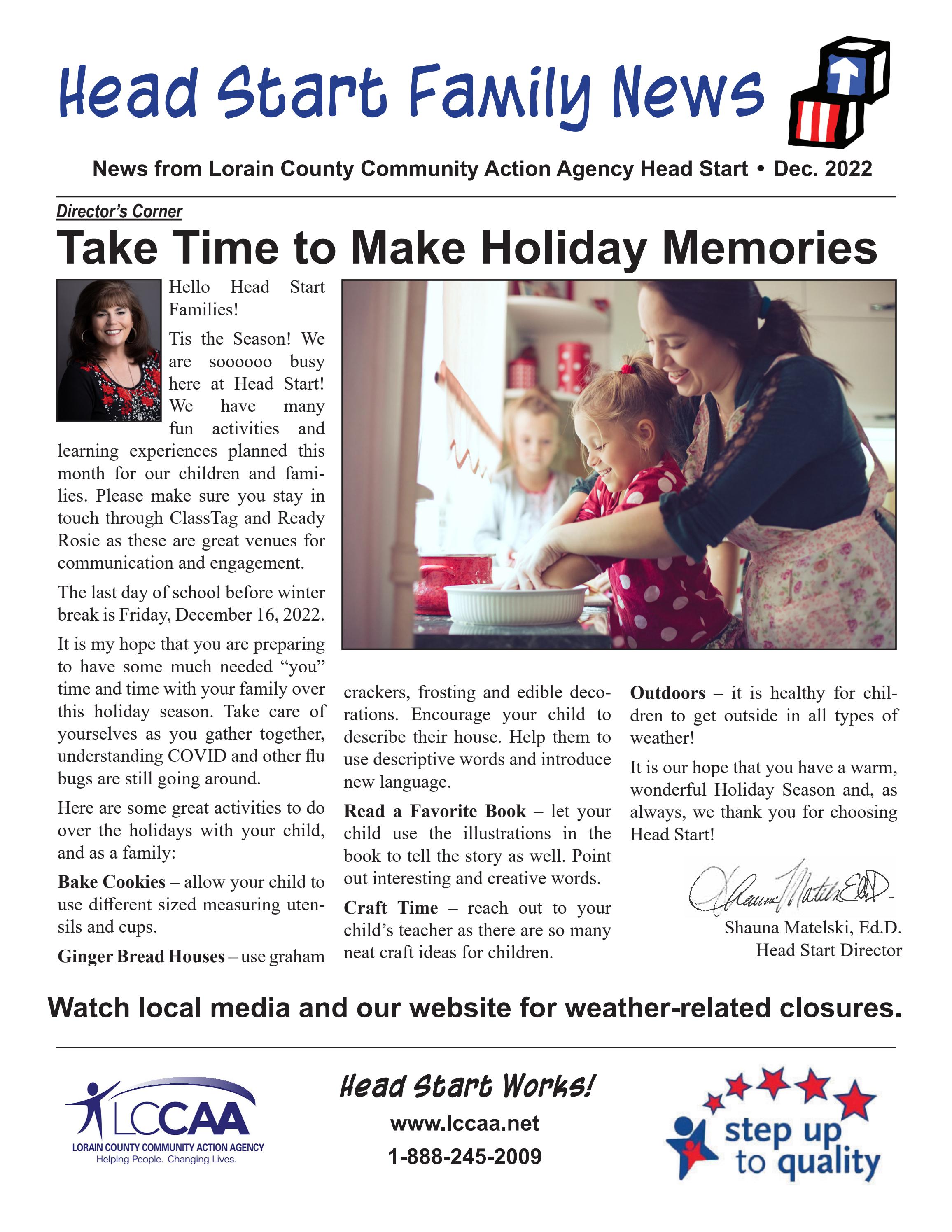 Head Start Family Newsletter Dec. 2022 by LCCAA - Issuu