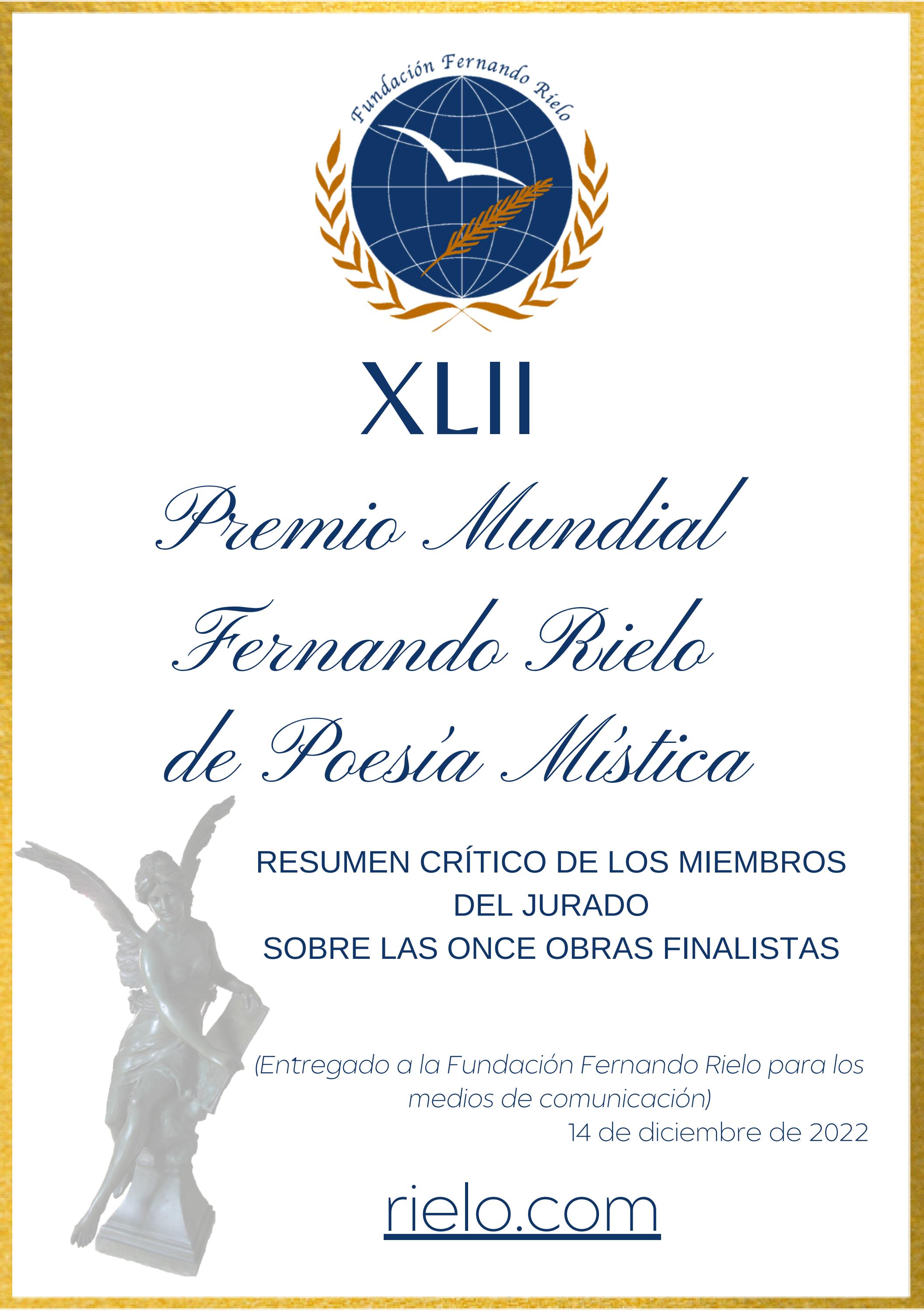 42 Premio Mundial Fernando Rielo de Poesía Mística - Resumen crítico ...