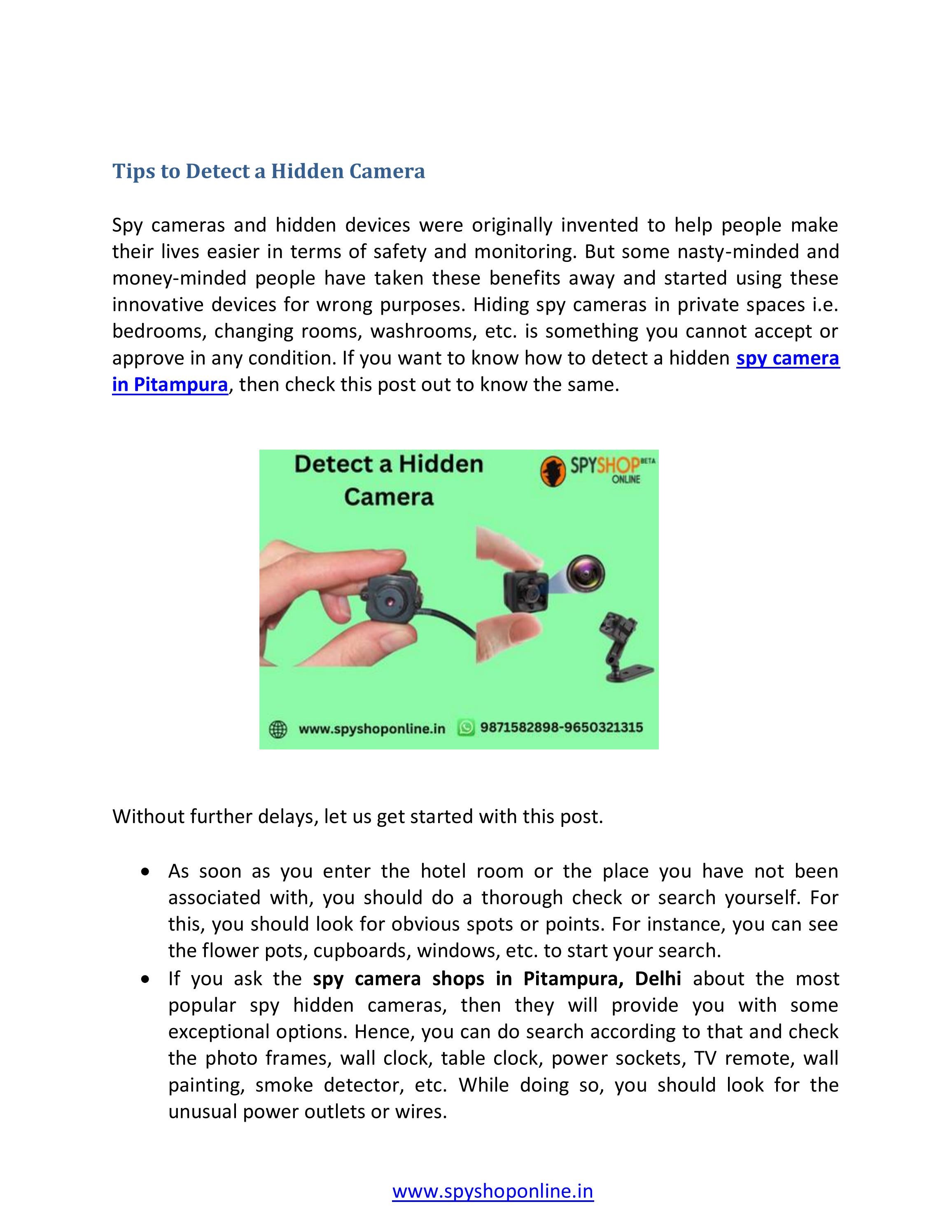 Tips to Detect a Hidden Camera by Spy Shop Online - Issuu