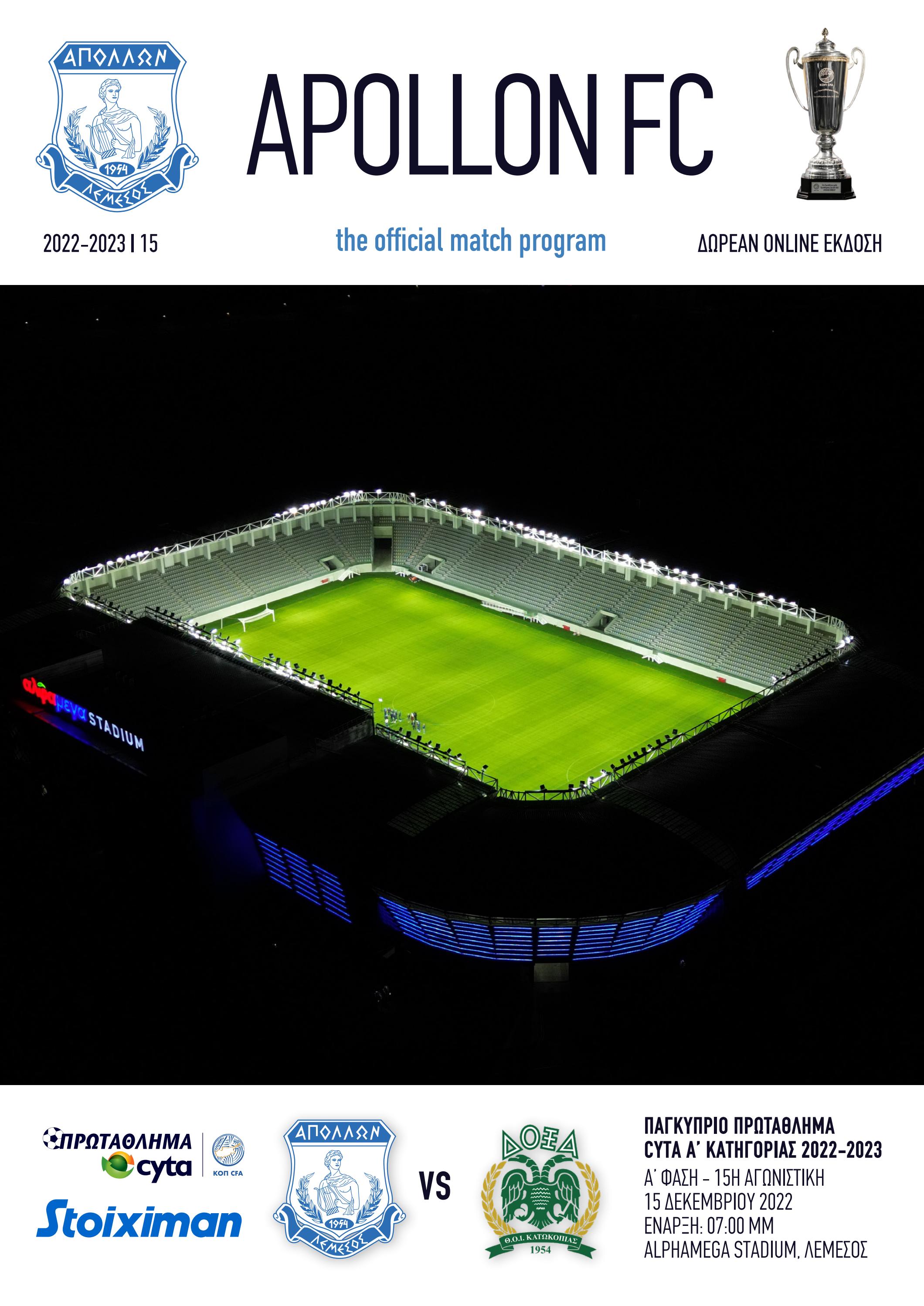 Apollon FC Match Program 2022-2023| Vs Doxa by Apollon Limassol FC - Issuu