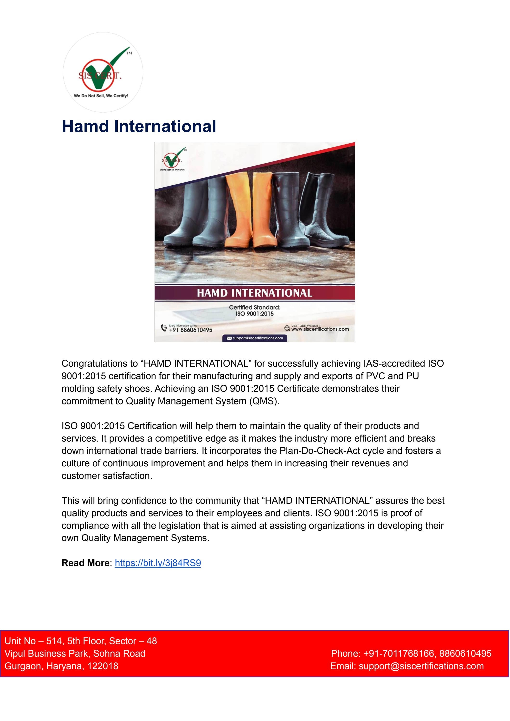 Hamd International - SIS Certifications by SIS Certifications - Issuu