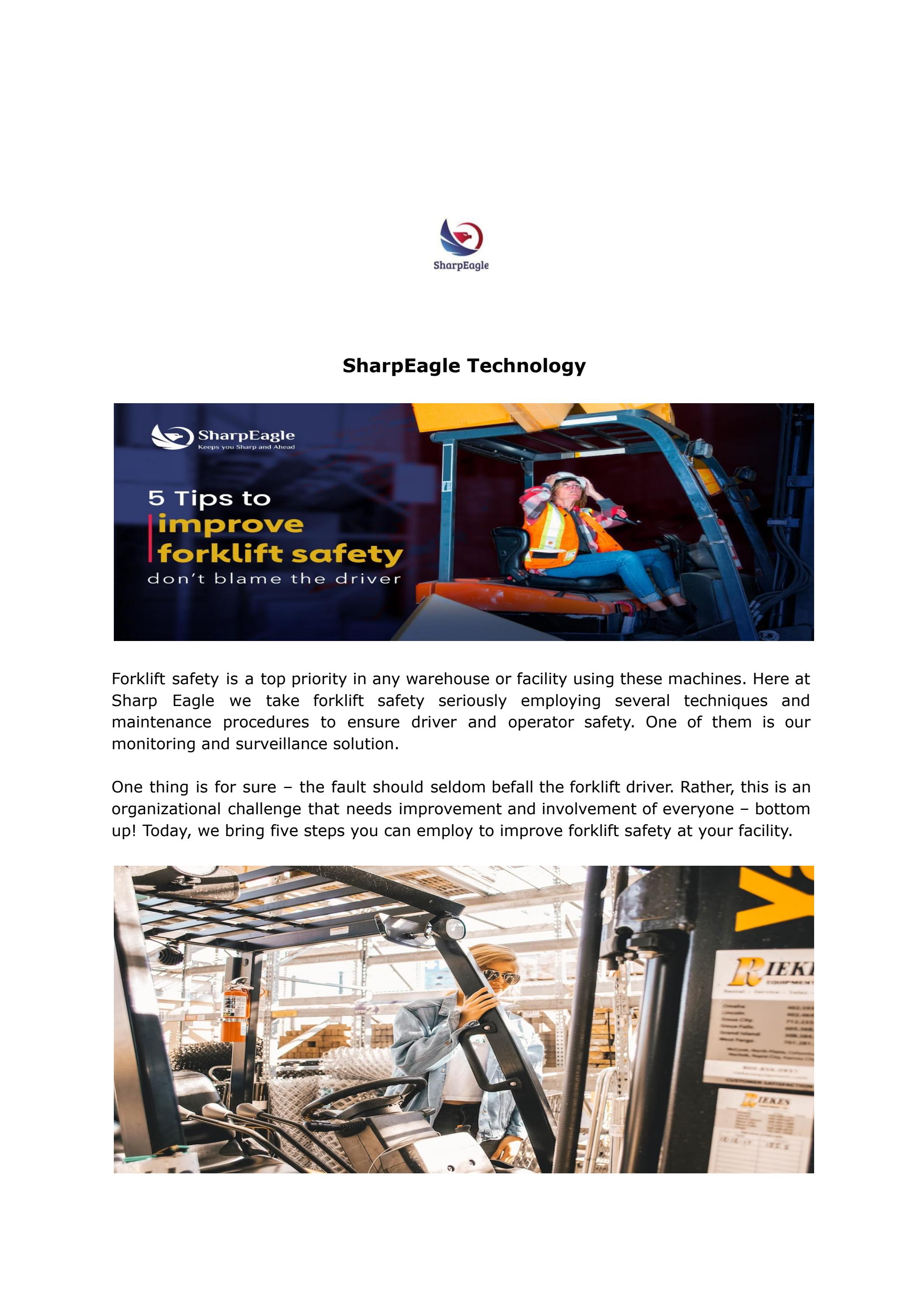 5 Tips To Improve Forklift safety - Don't Blame The Driver by SharpEagle Technology - Issuu