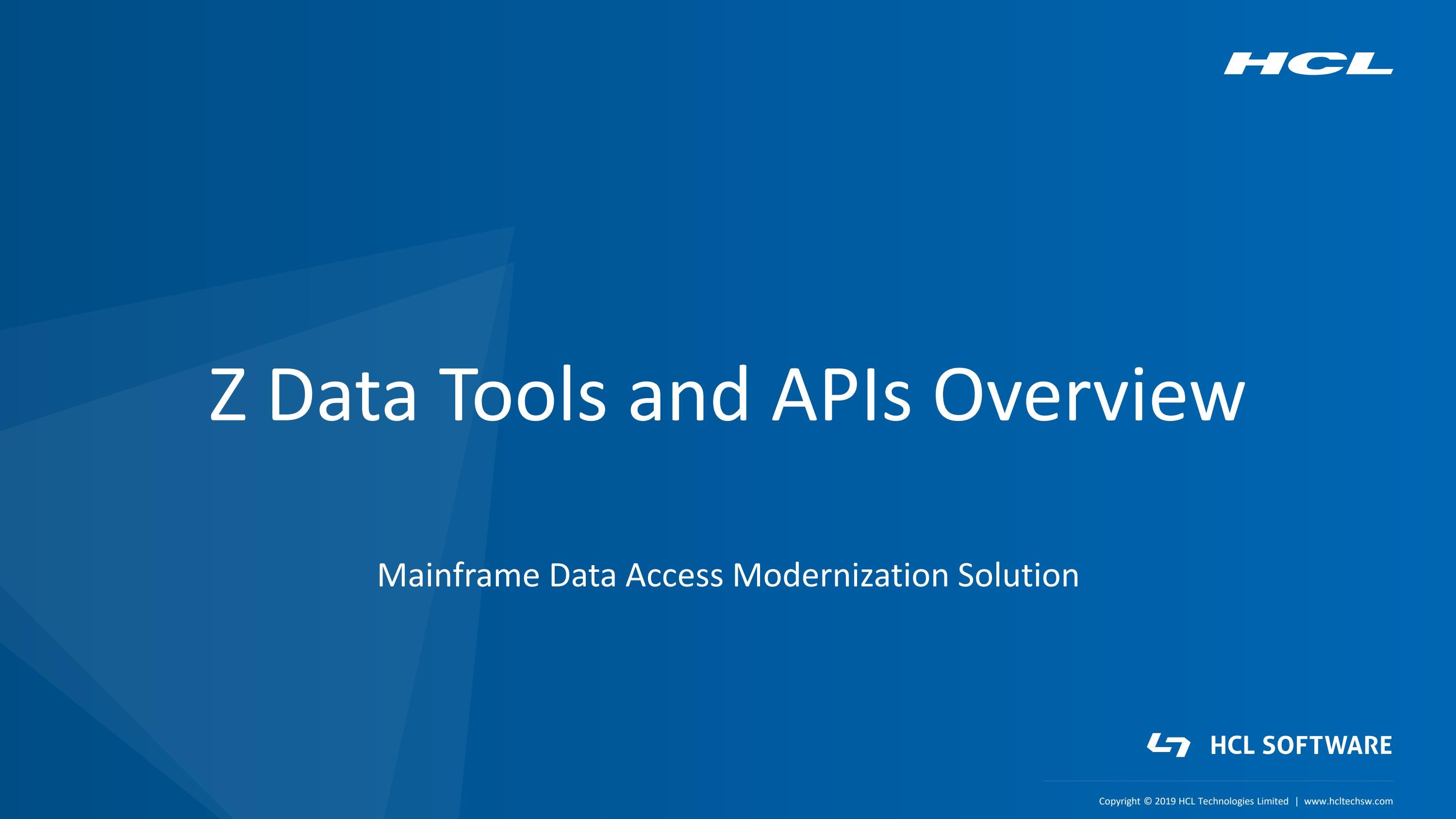 Z Data Tools and APIs Overview by hcltechsw - Issuu