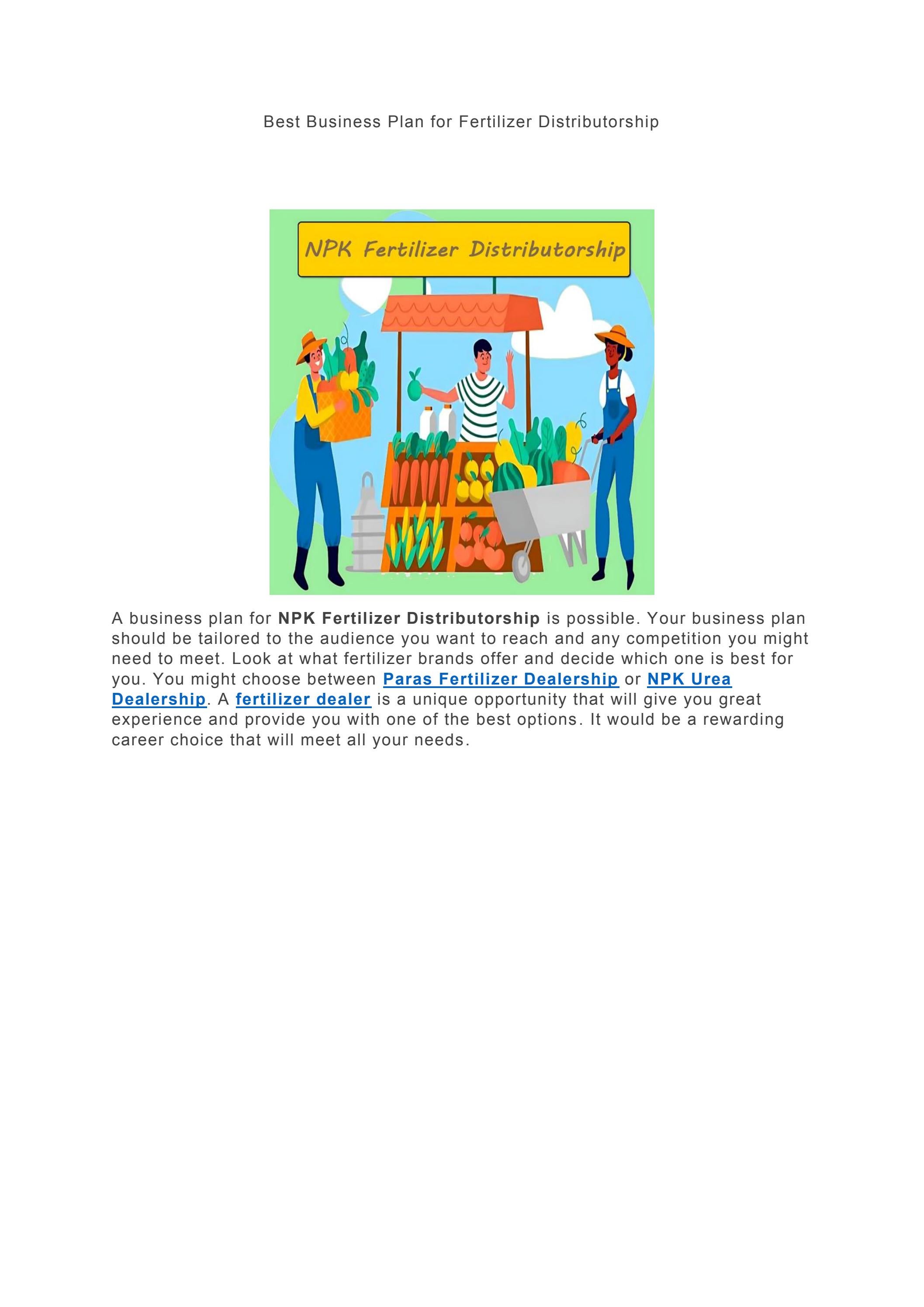 Best Business Plan for Fertilizer Distributorship by Fertilizer ...