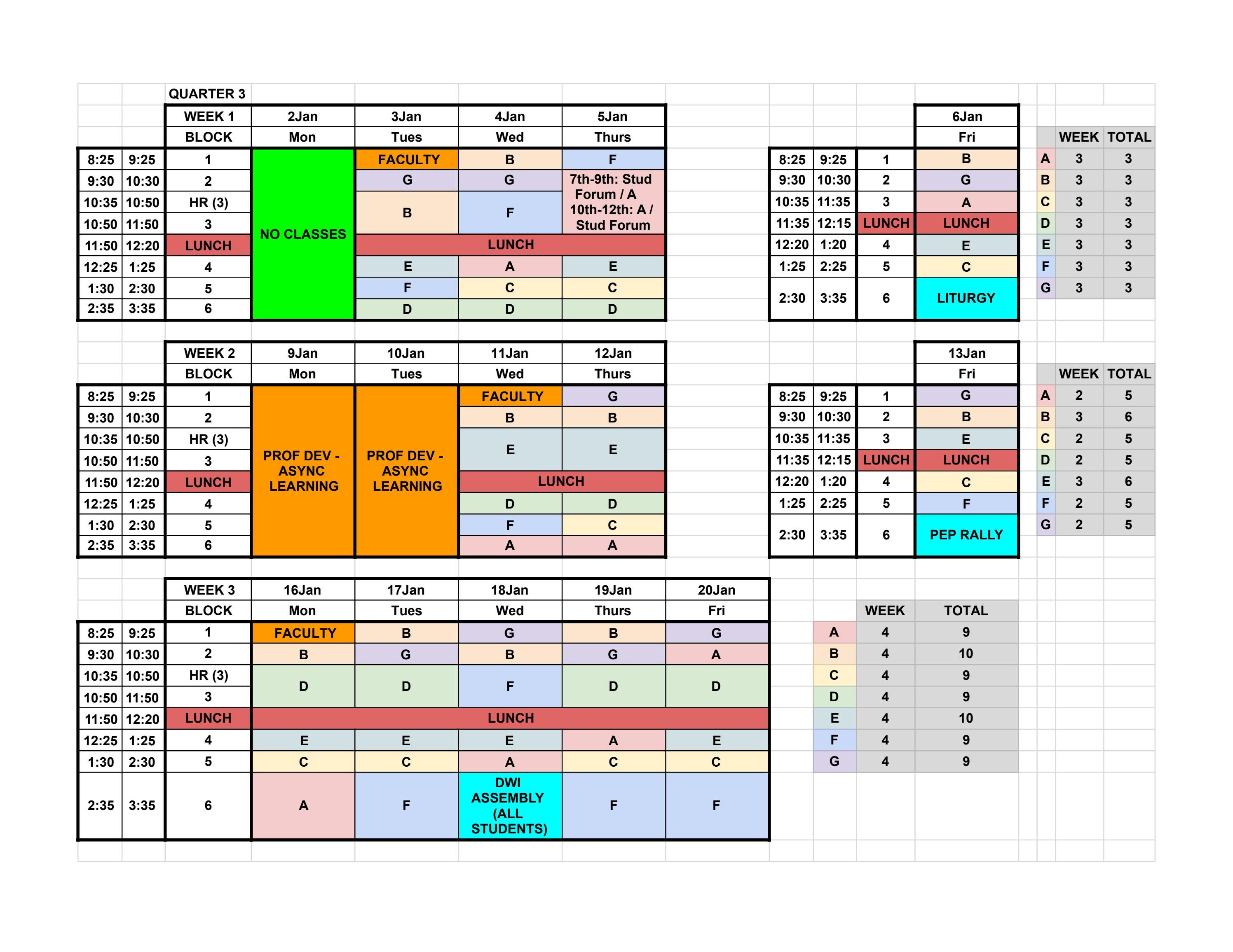 Spring Semester 2023 Block Schedule by St. Joseph Academy - Issuu