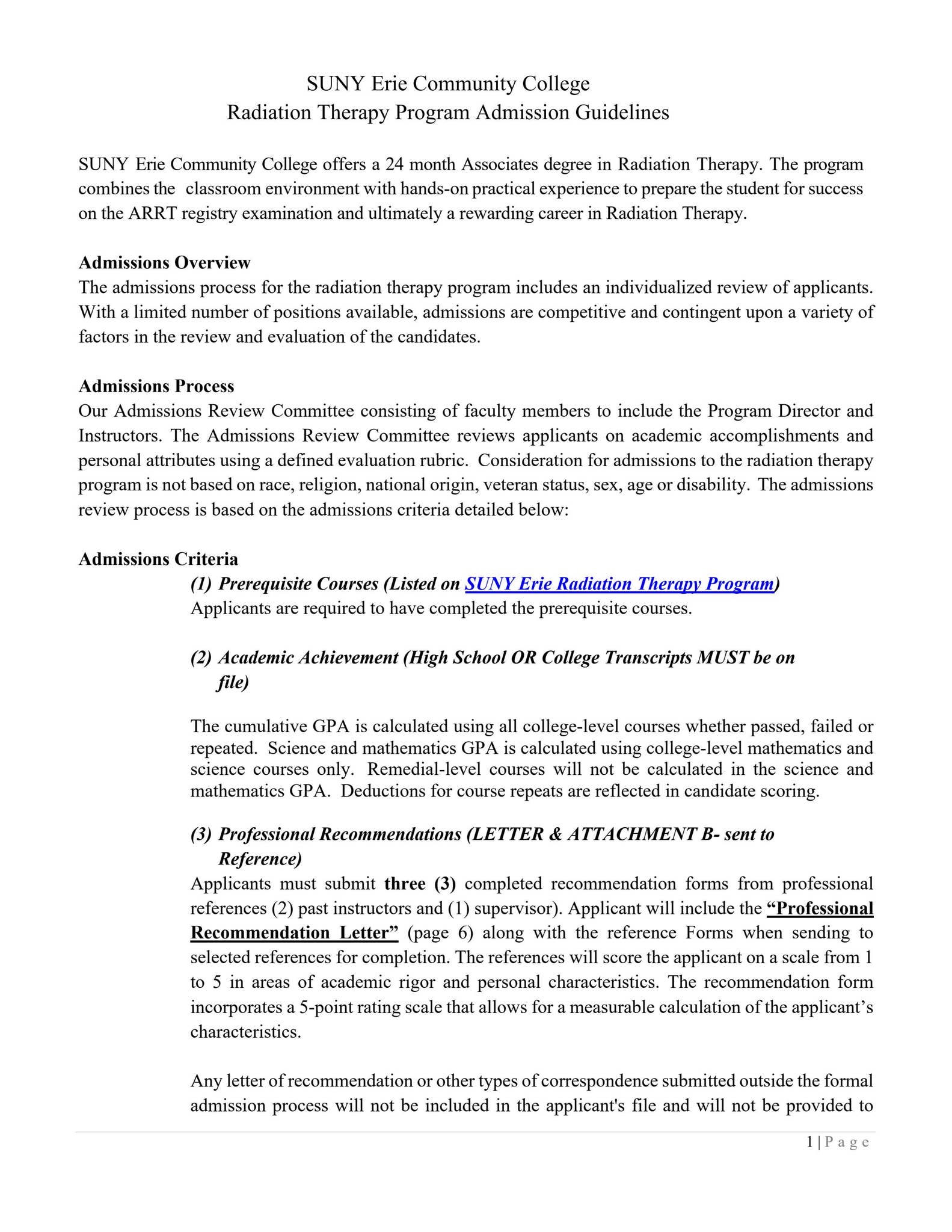 Radiation Therapy Program Admission Guidelines by SUNY Erie - Issuu