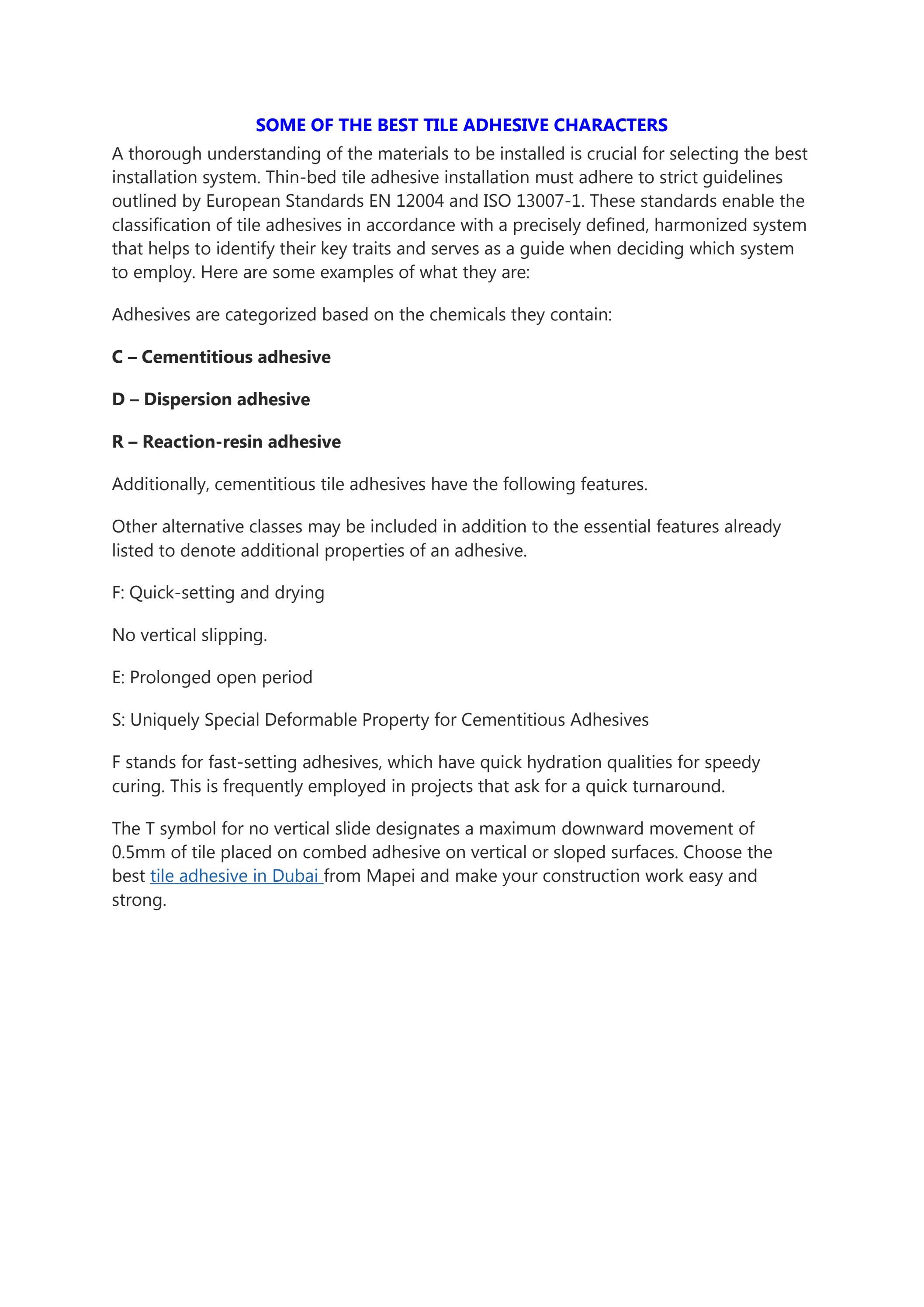 Tile Adhesive Characteristics By Mapei Issuu