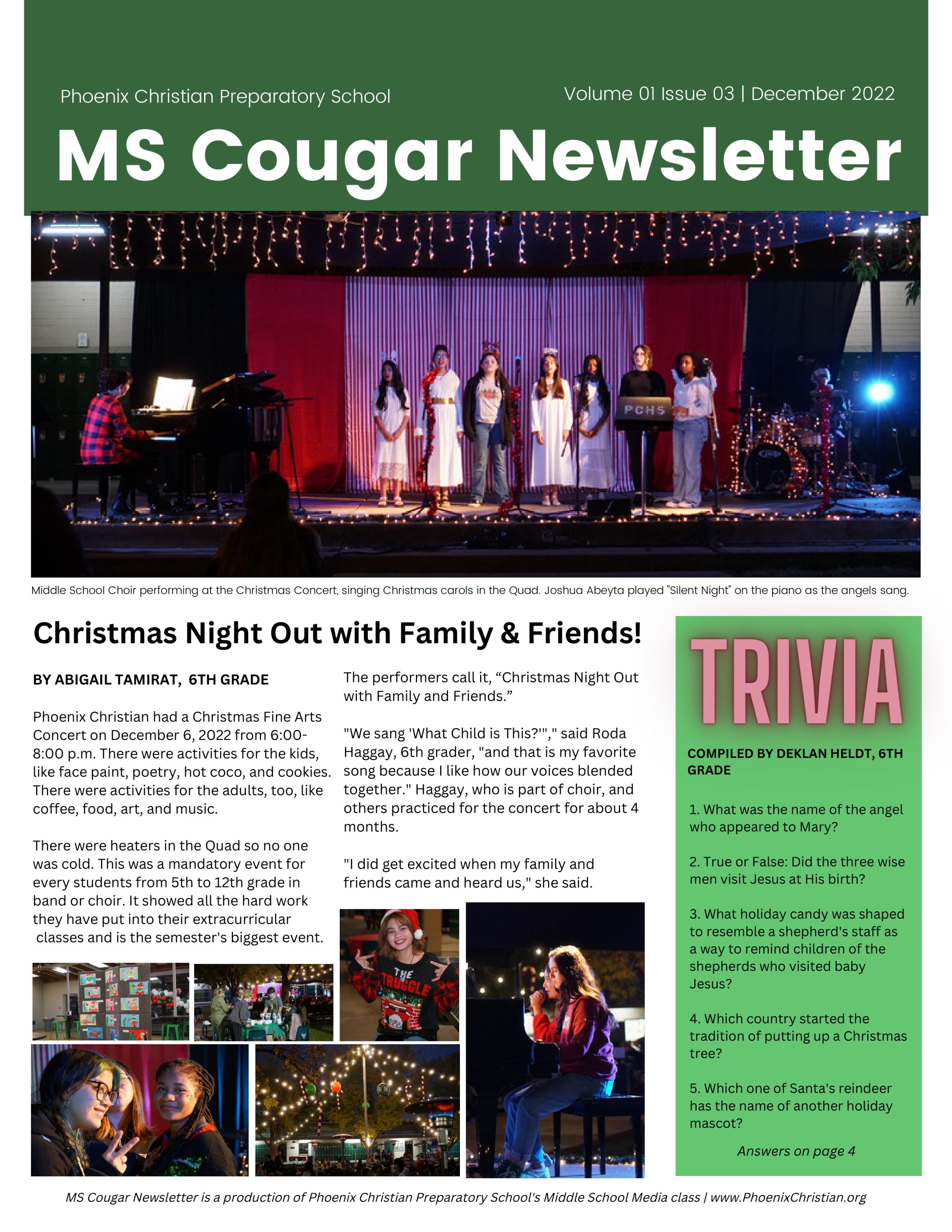 Phoenix Christian Middle School Newsletter - December '22 by Phoenix ...