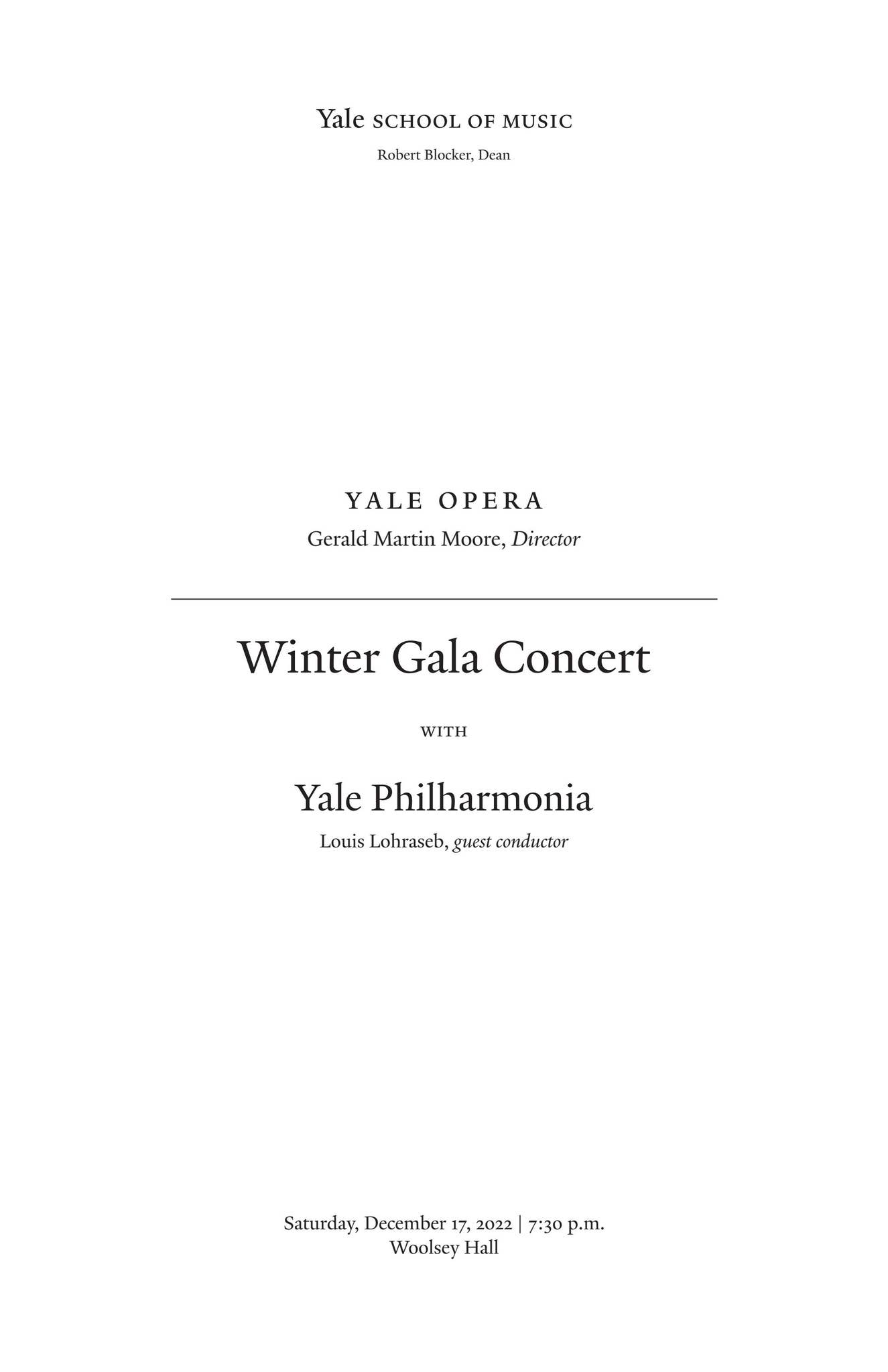 Yale Opera Winter Gala Concert with the Yale Philharmonia, December 17 ...