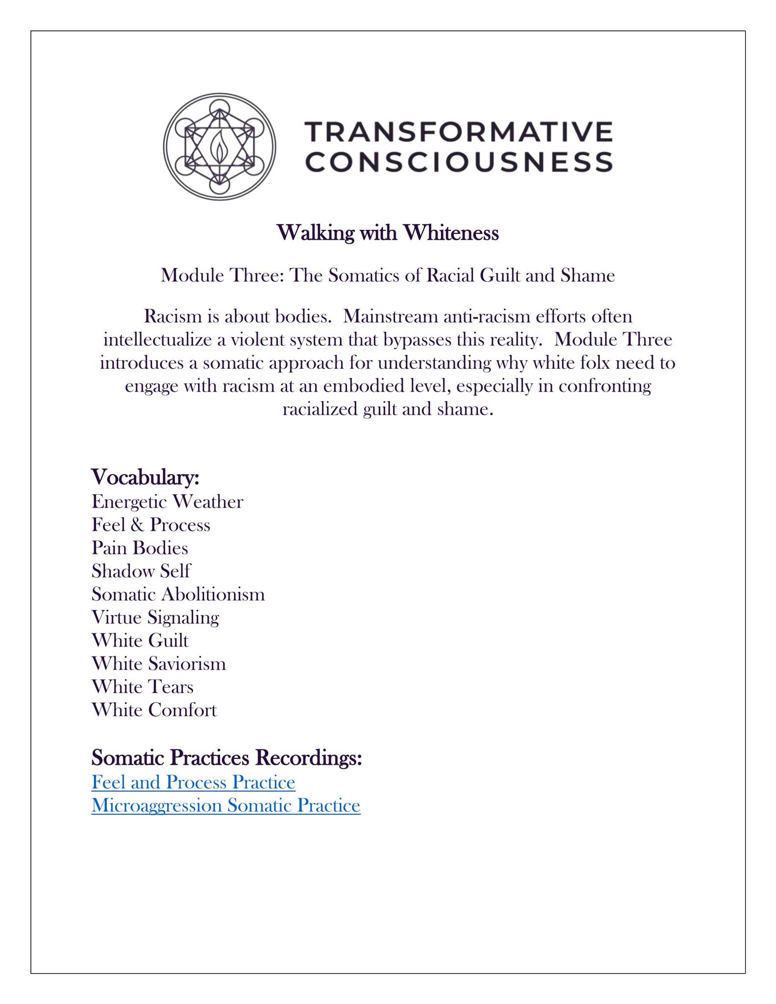 Walking With Whiteness Module Three Self-Study by transformativeconsciousness - Issuu