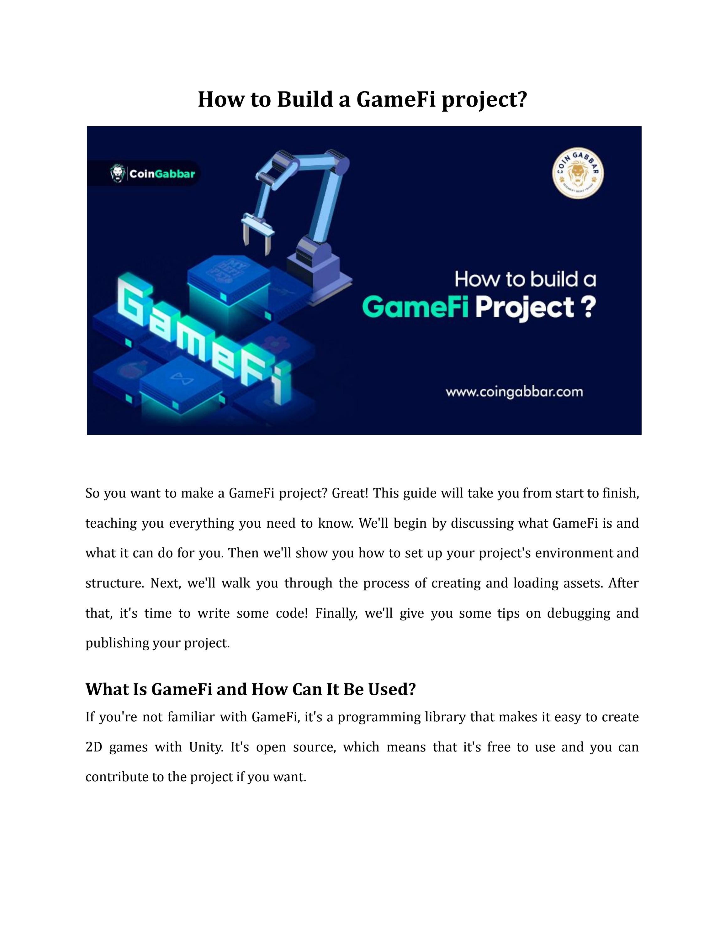 How to Build a GameFi project by coin gabbar - Issuu