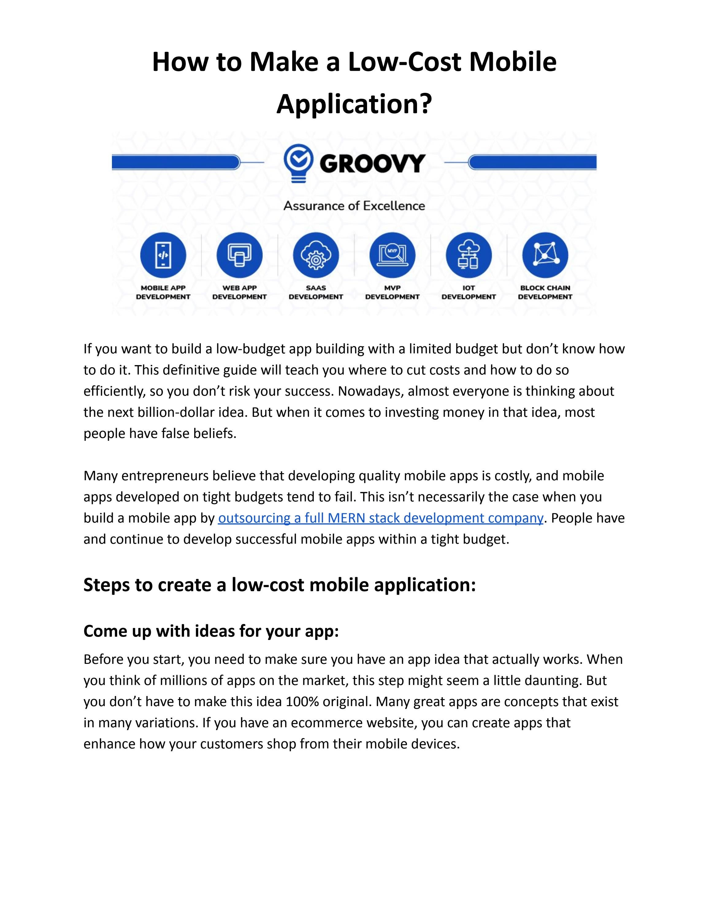 How to Make a Low-Cost Mobile Application? by Groovy Web - Issuu