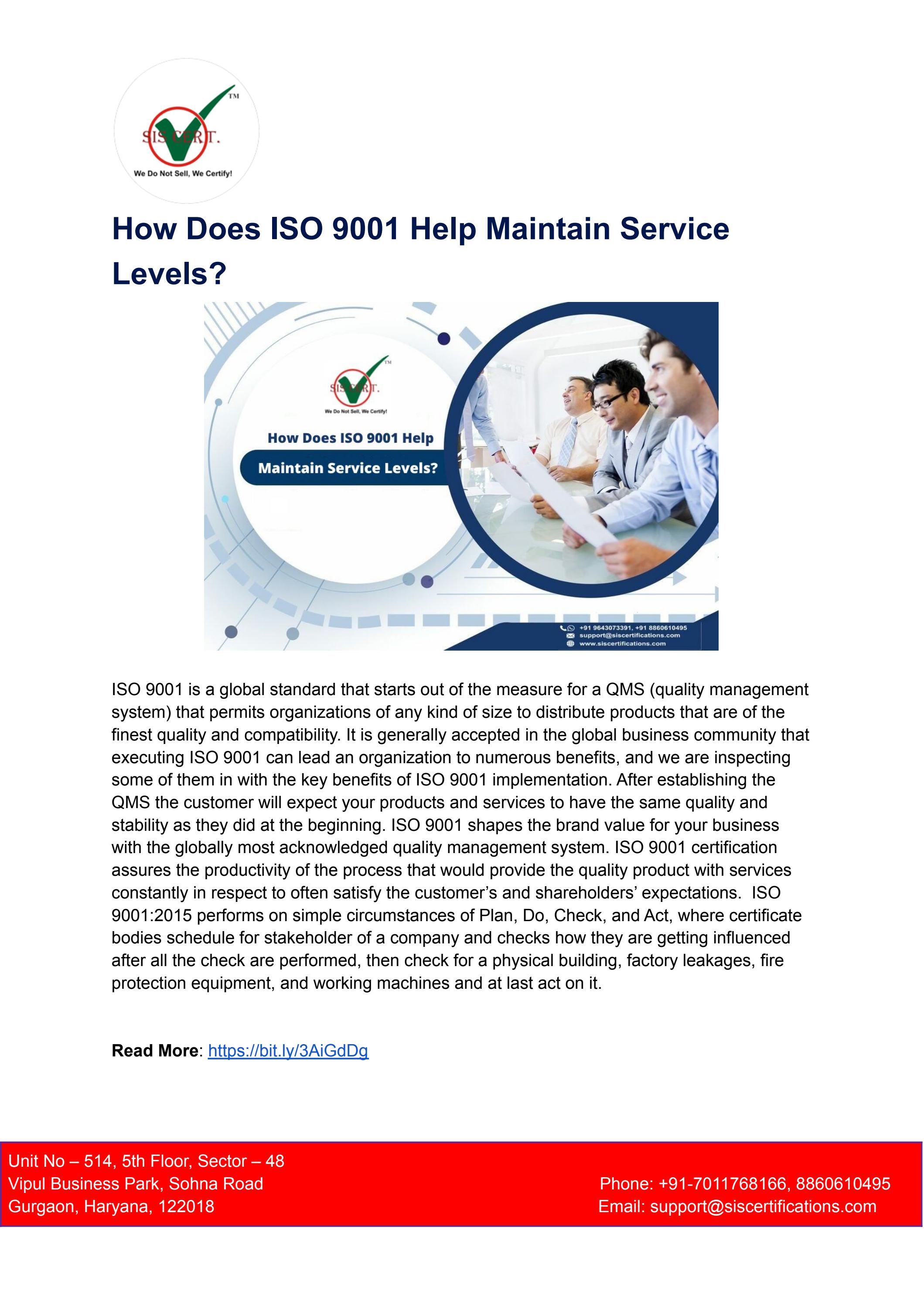 ISO 9001 Help Maintain Service Levels by SIS Certifications - Issuu