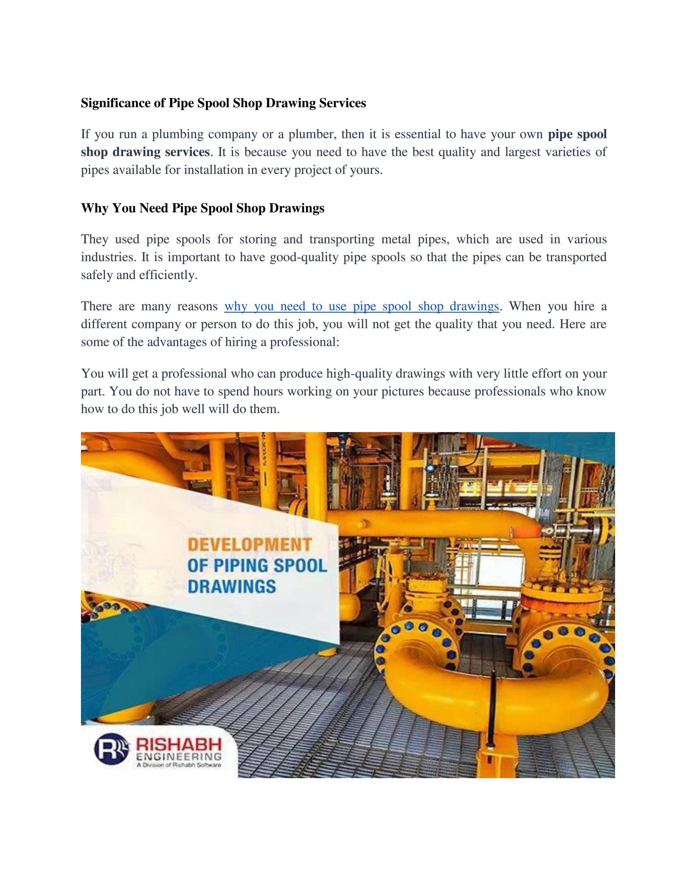 Significance of Pipe Spool Shop Drawing Services by designdrafting - Issuu