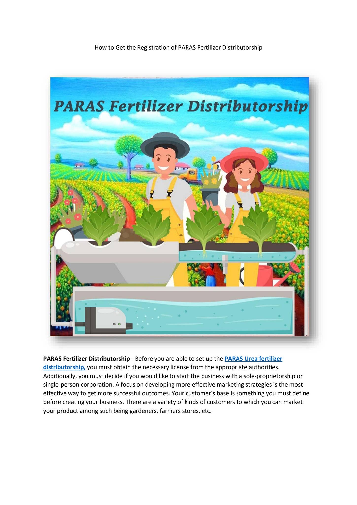 How to Get the Registration of PARAS Fertilizer Distributorship by ...