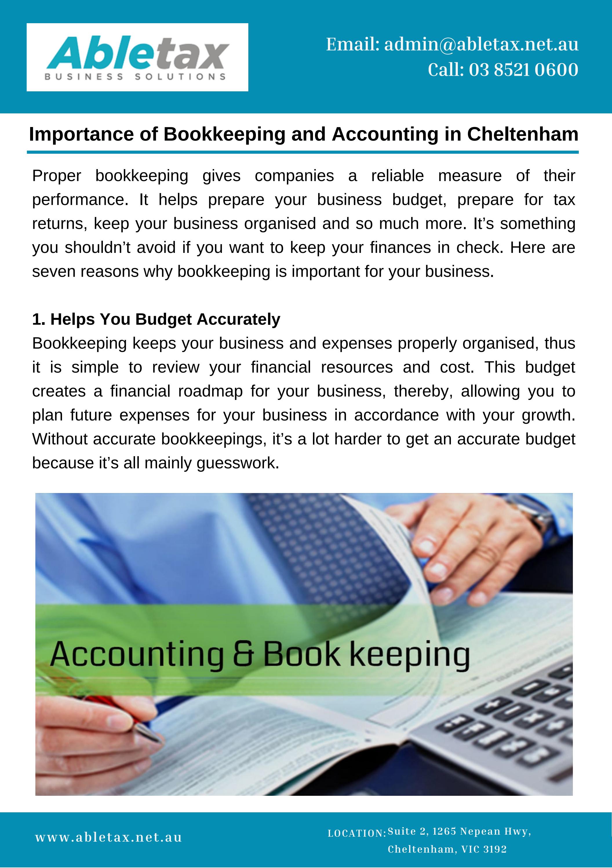 Importance of Bookkeeping and Accounting in Cheltenham by Abletax ...
