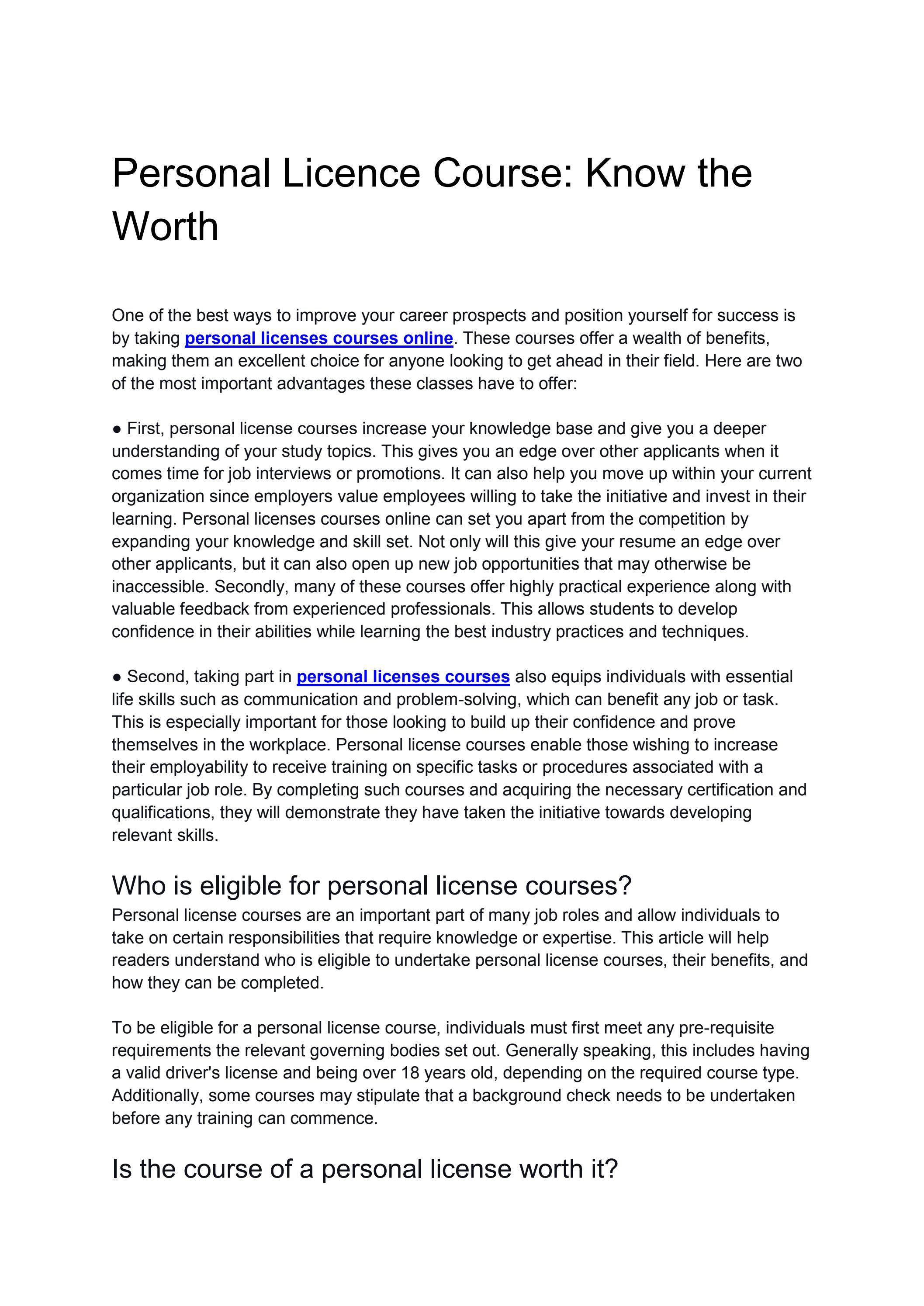 Personal Licence Course: Know the Worth by Licensing Solutions - Issuu