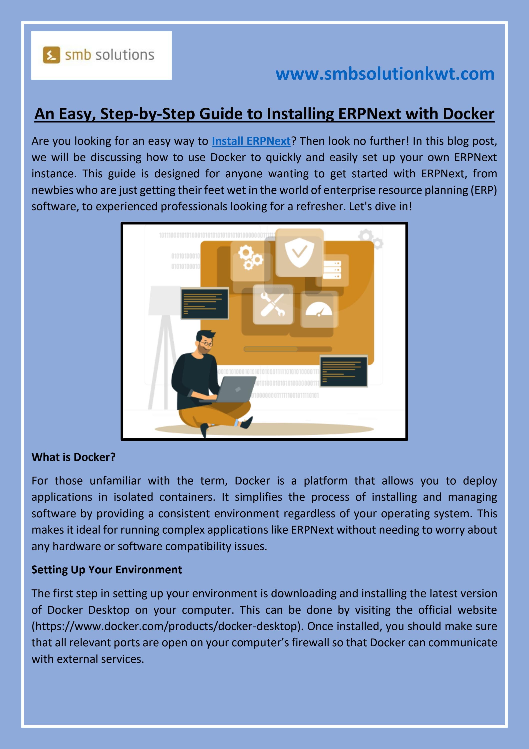 An Easy Step By Step Guide To Installing Erpnext With Docker By Smb Solution Issuu