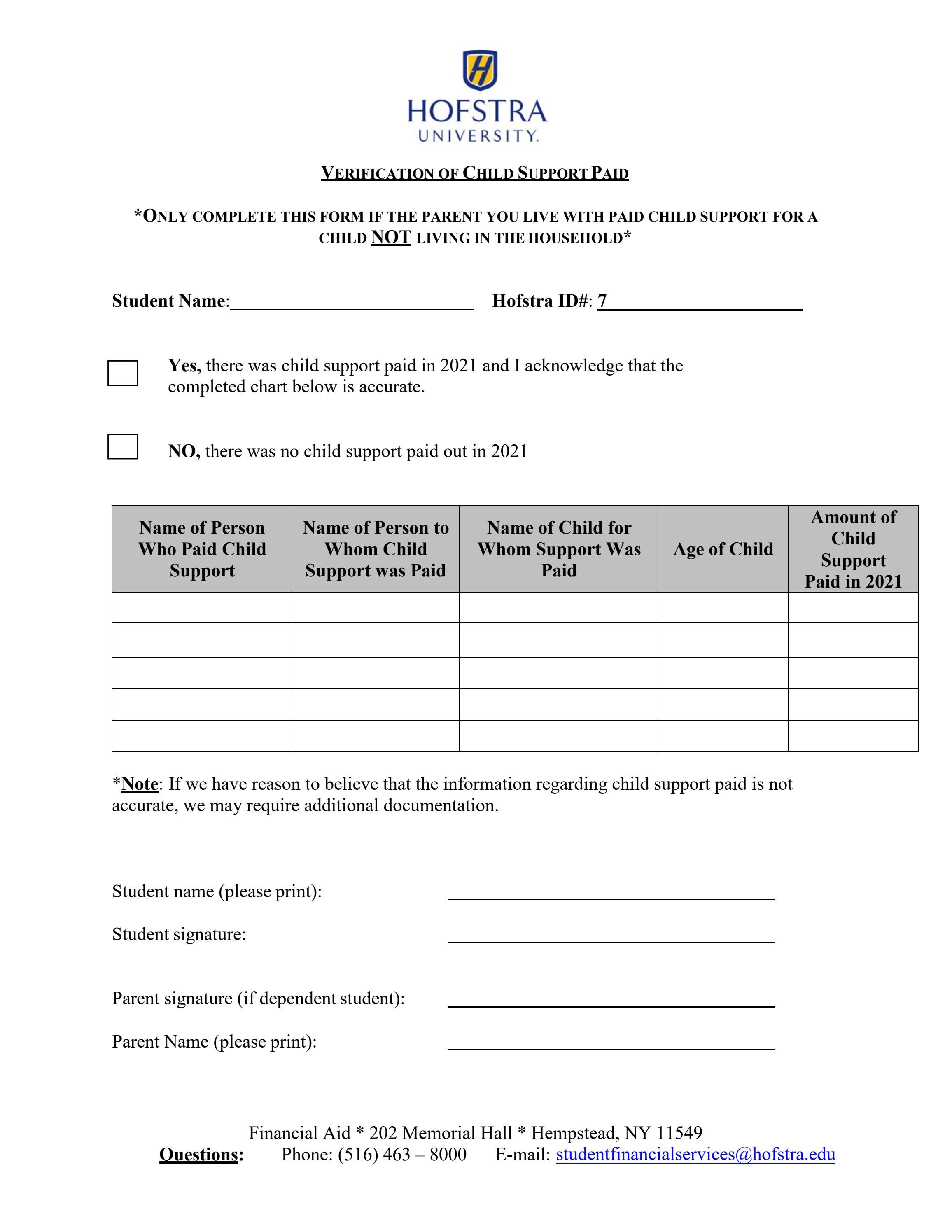 Verification of Child Support by Hofstra University - Issuu