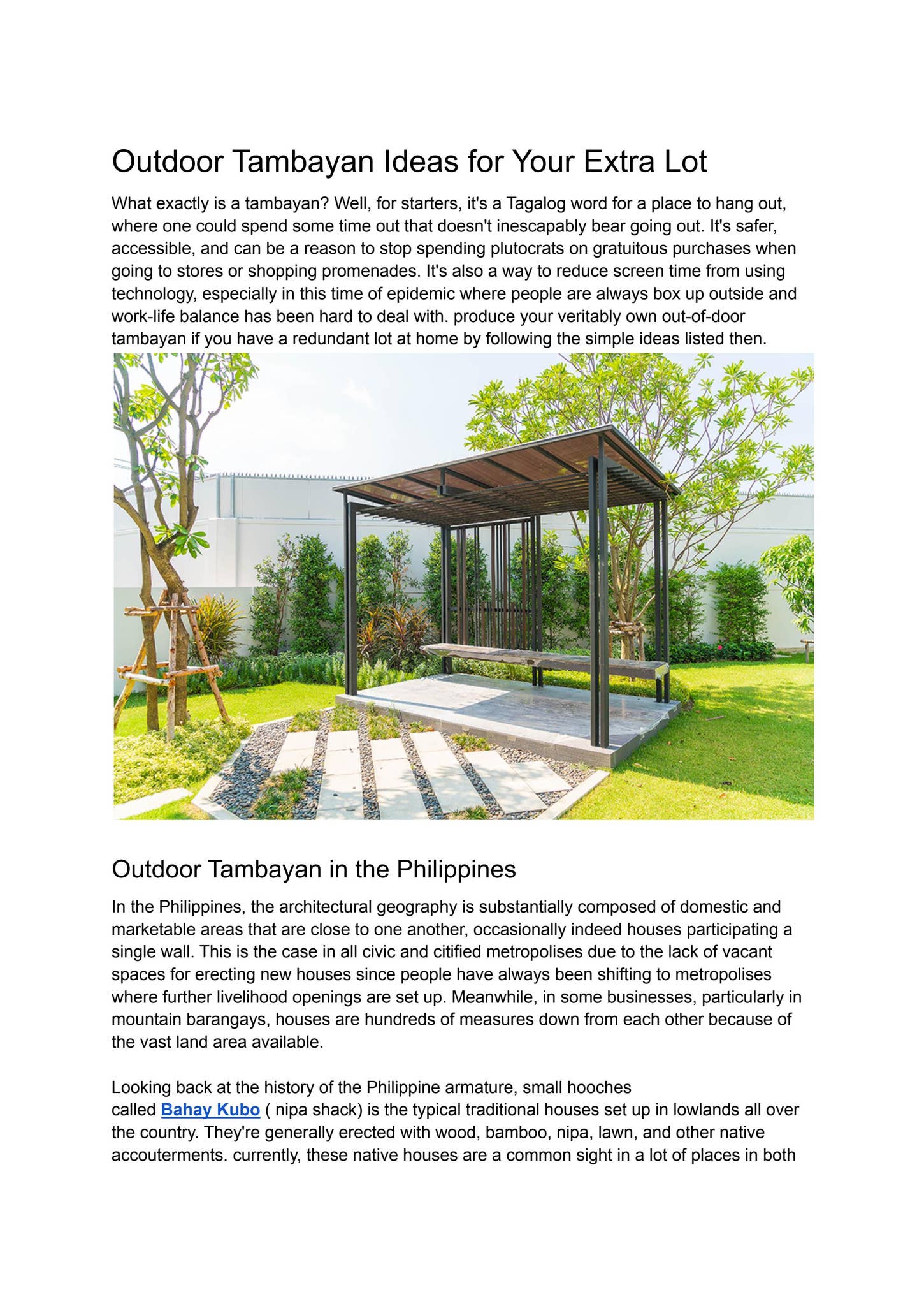 Outdoor Tambayan Ideas for Your Extra Lot by John Gentry - Issuu