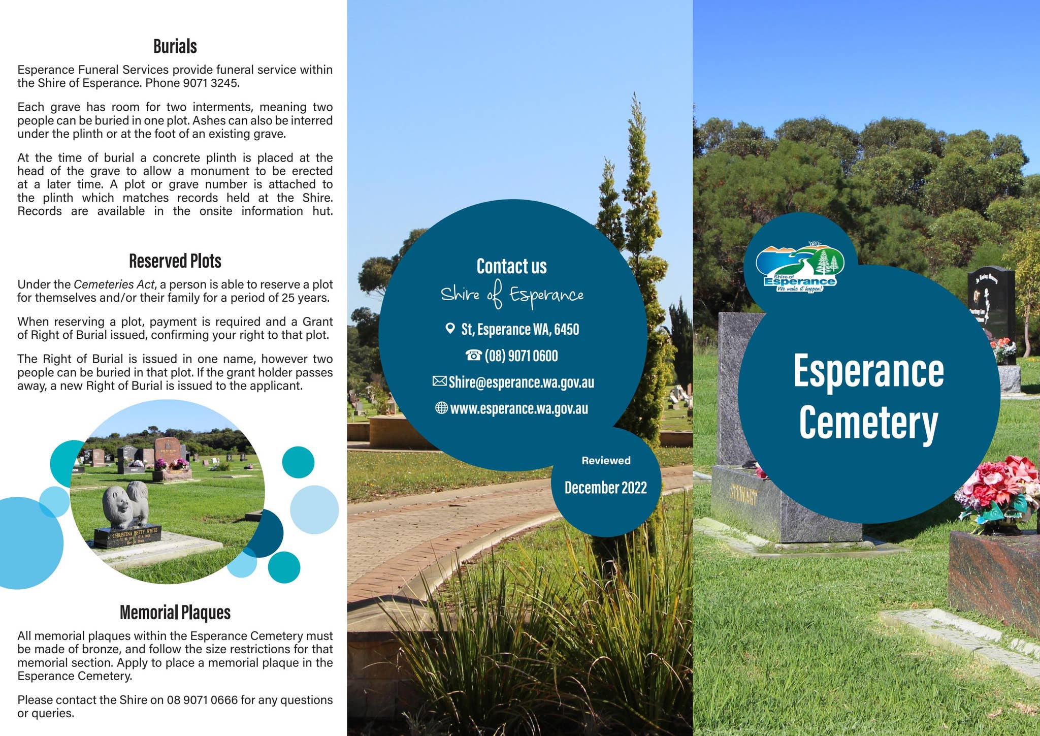 Esperance Cemetery Brochure by shireofesperance - Issuu