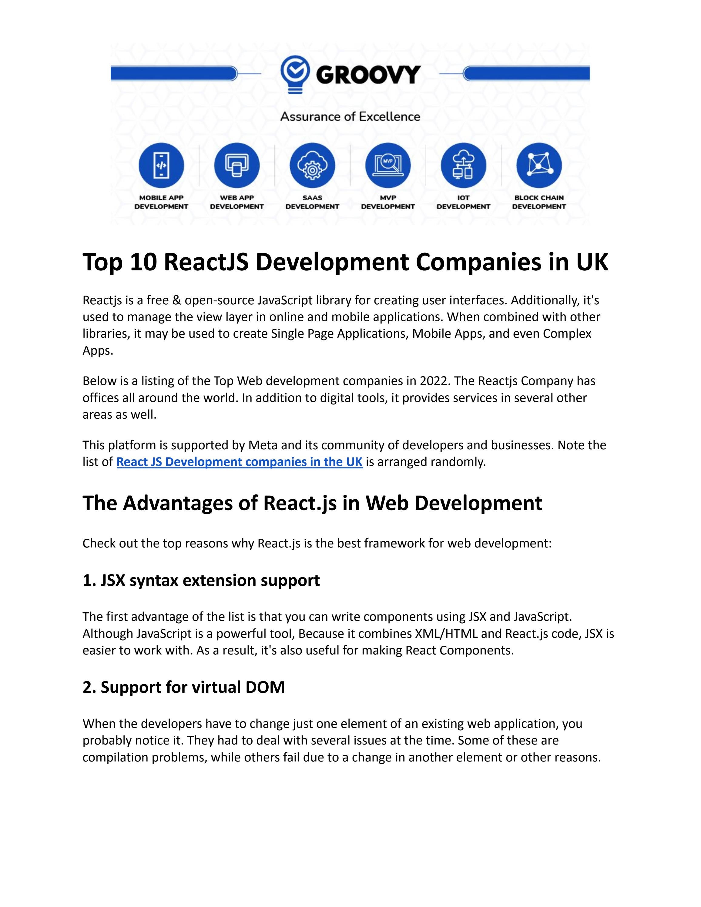 Top 10 ReactJS Development Companies in UK by Groovy Web - Issuu