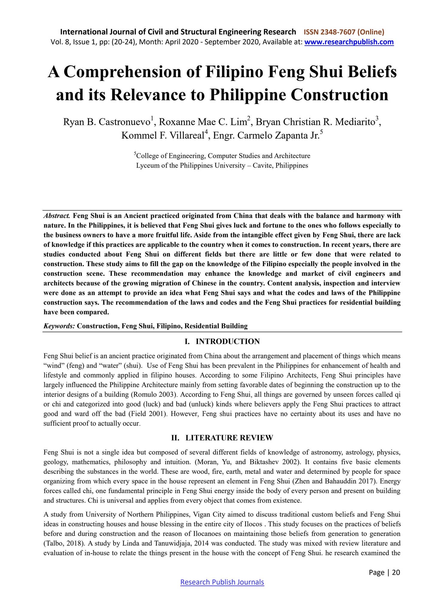 A Comprehension of Filipino Feng Shui Beliefs and its Relevance to ...