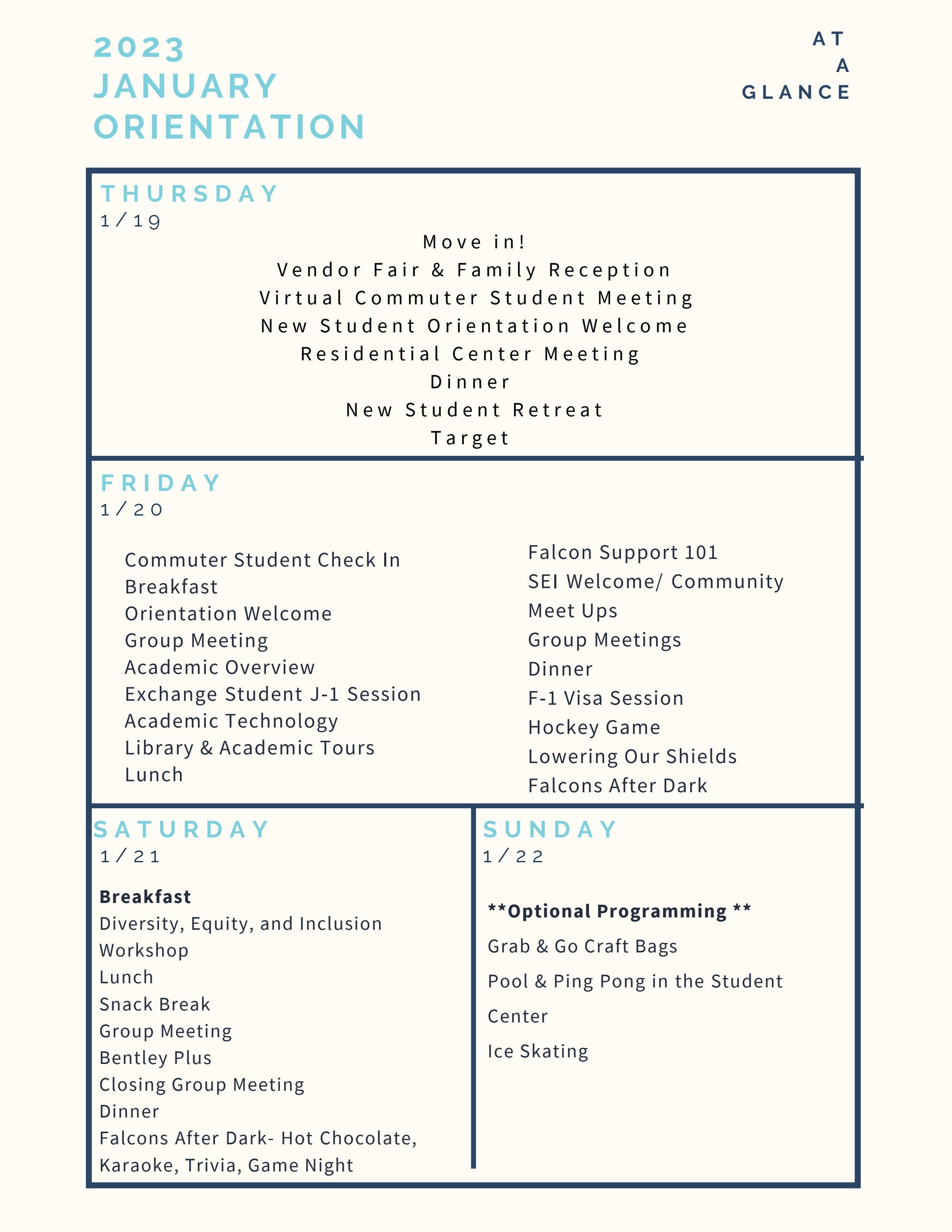 January Orientation At a Glance w/ Campus Partners by Bentley ...