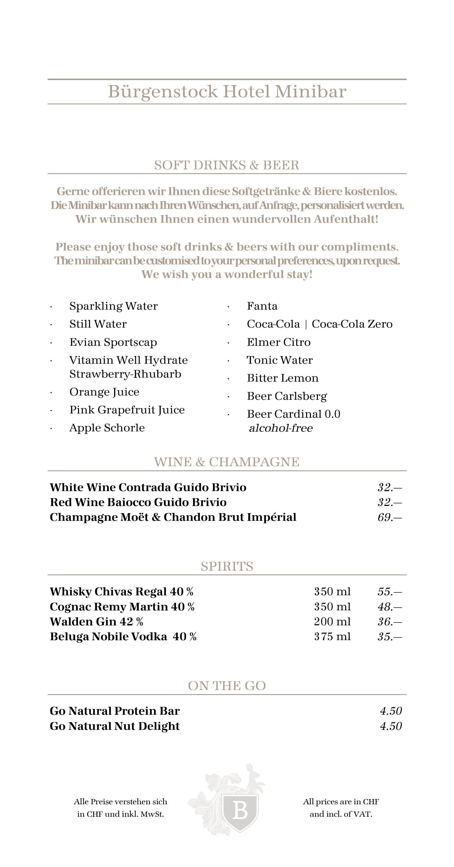 Minibar Menu BHR | DE & EN by The Bürgenstock Selection - Issuu