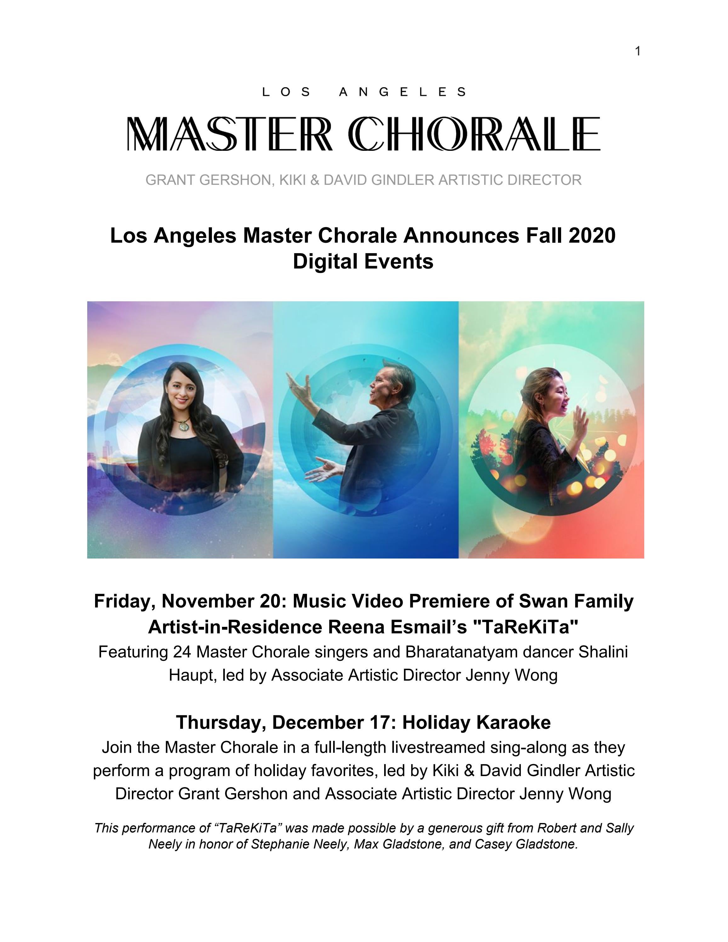 Los Angeles Master Chorale Announces Fall 2020 Digital Events by lamcmarketing - Issuu