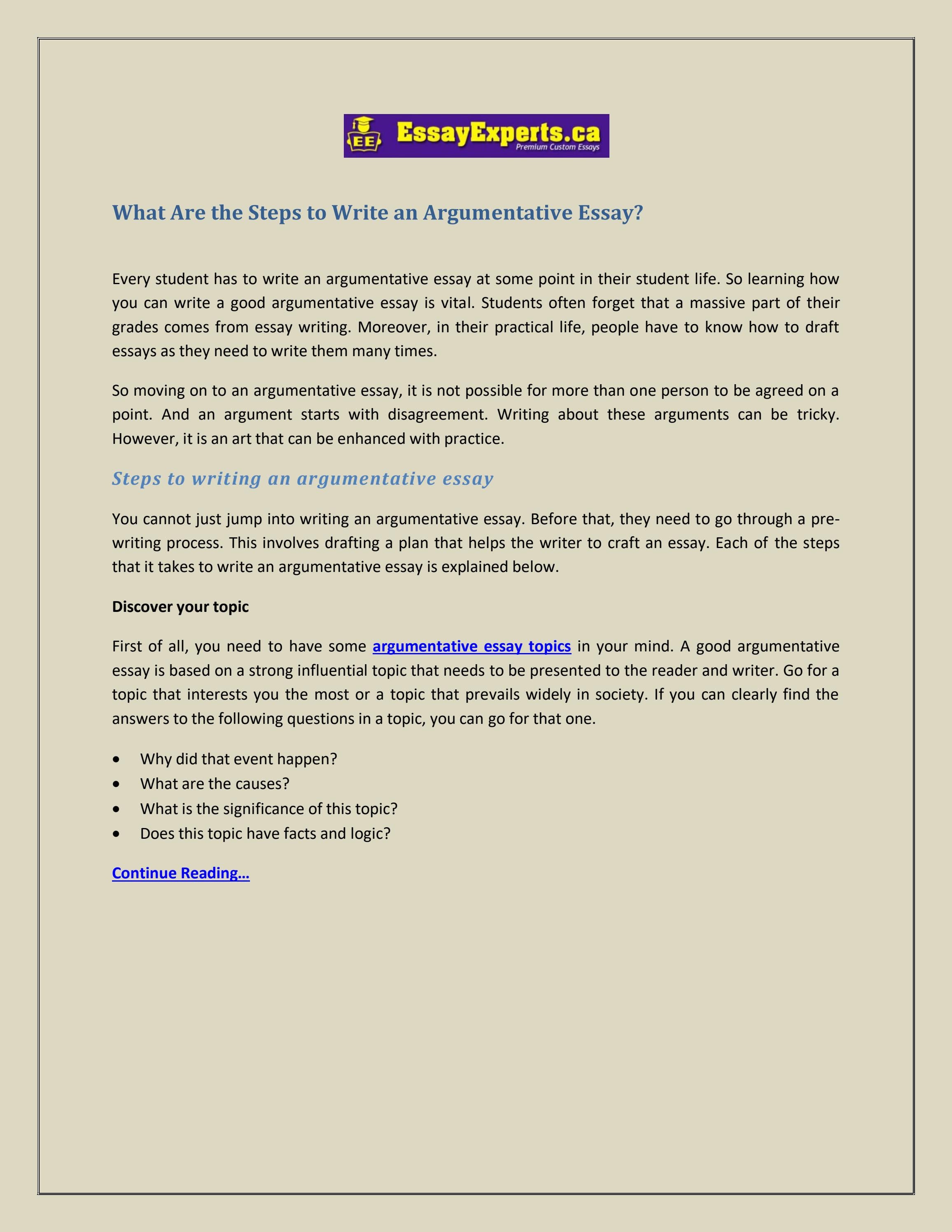 What Are the Steps to Write an Argumentative Essay? by Essay Experts ...
