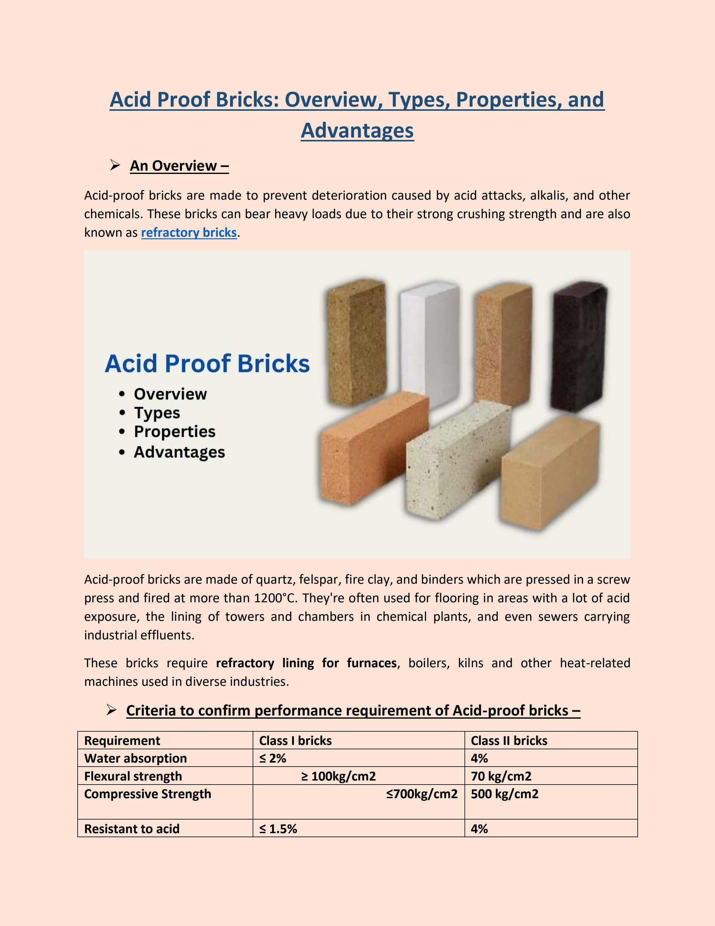 Acid Proof Bricks: Overview, Types, Properties, and Advantages by ...