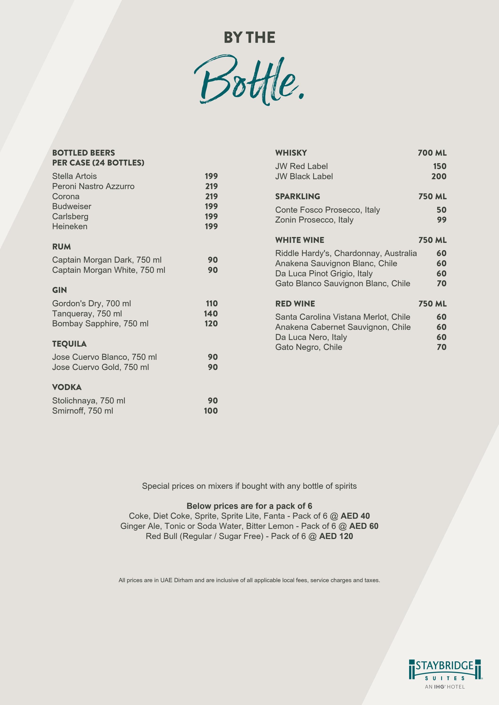 Staybridge Suites - By the Bottle Menu by Yas Plaza Hotels - Issuu