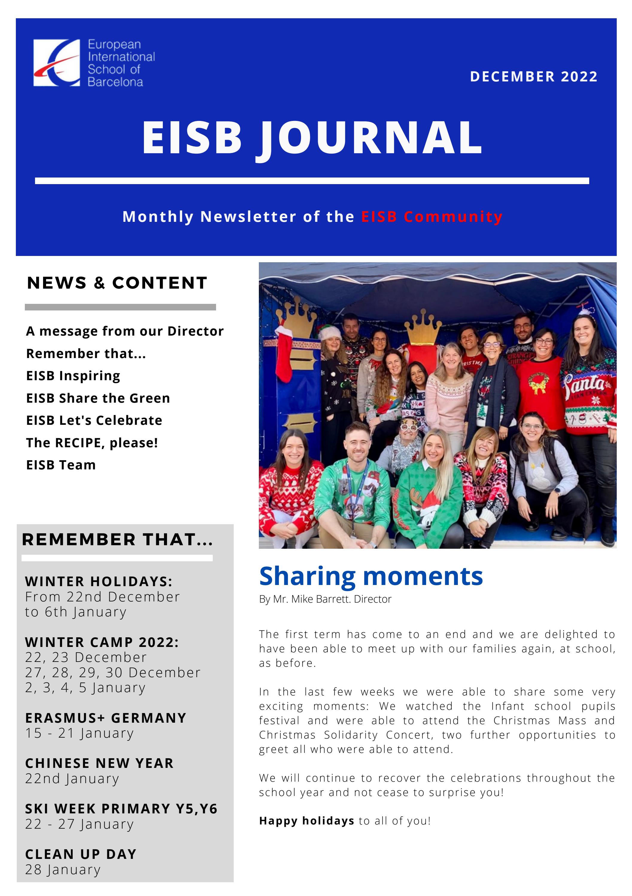 EISB JOURNAL December 2022 by European International School of ...