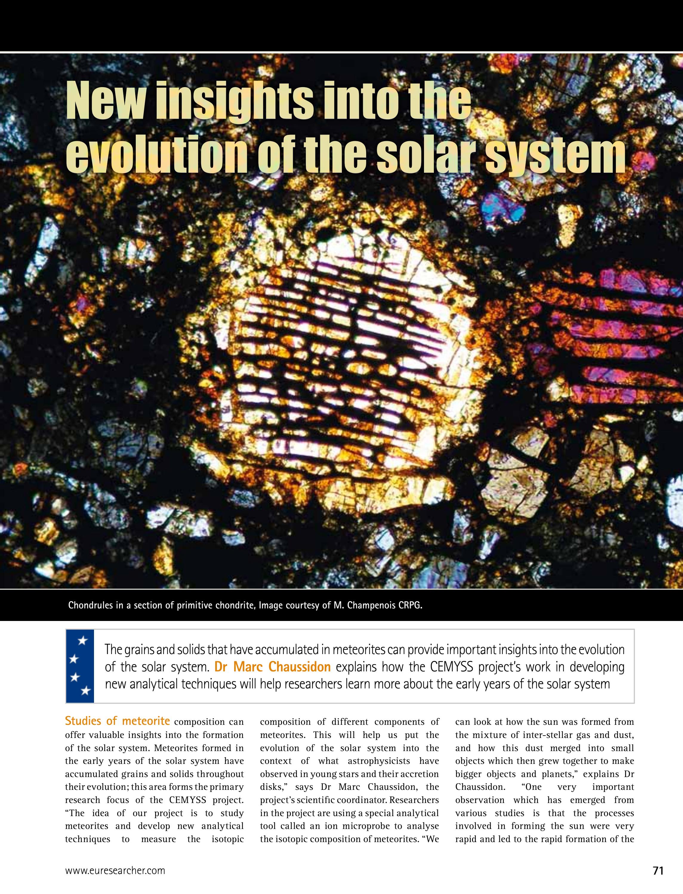 The Cosmochemical exploration of the first 2-3 millions years of the ...