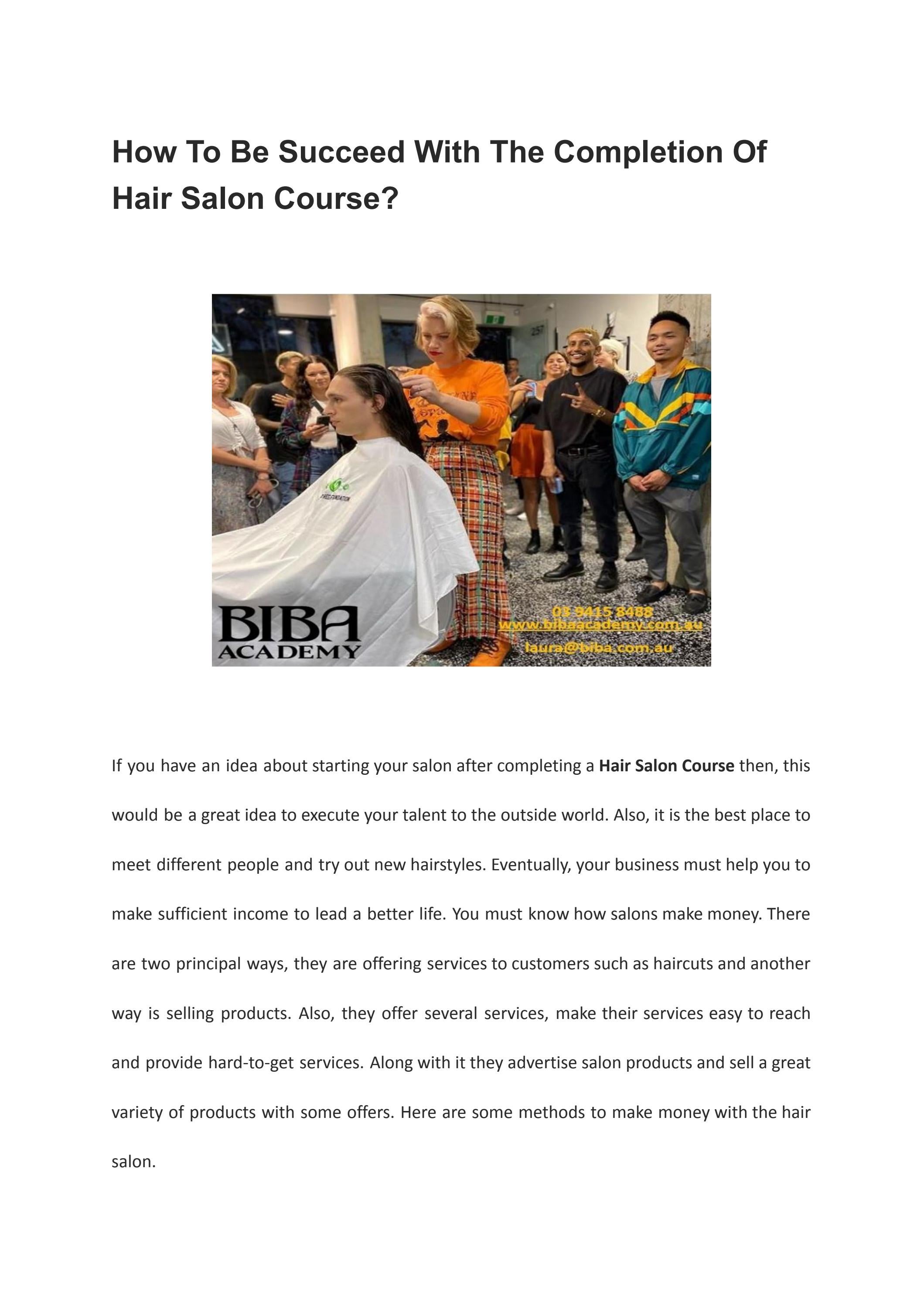 How To Be Succeed With The Completion Of Hair Salon Course? by Biba ...