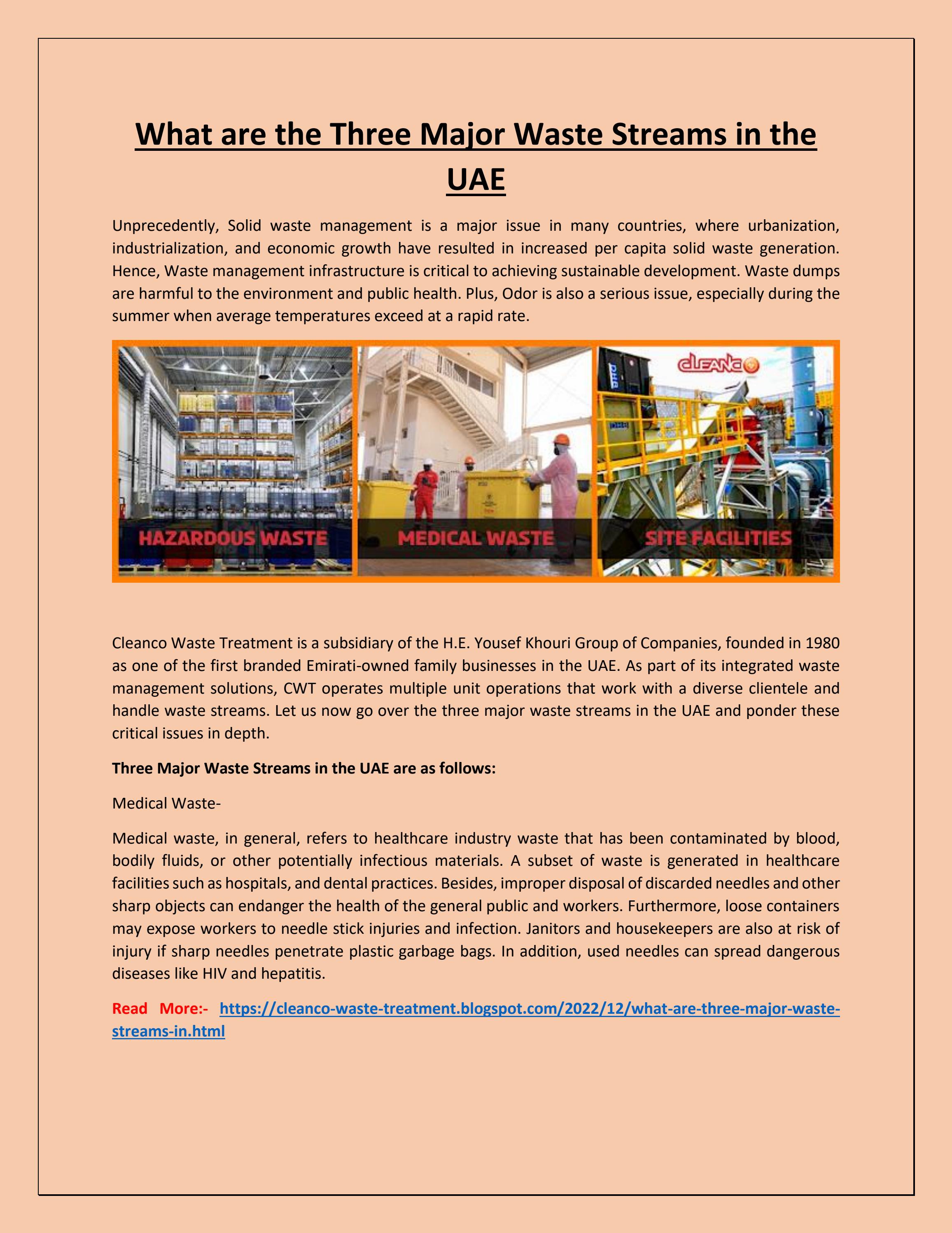 What are the Three Major Waste Streams in the UAE? by cleanco - Issuu