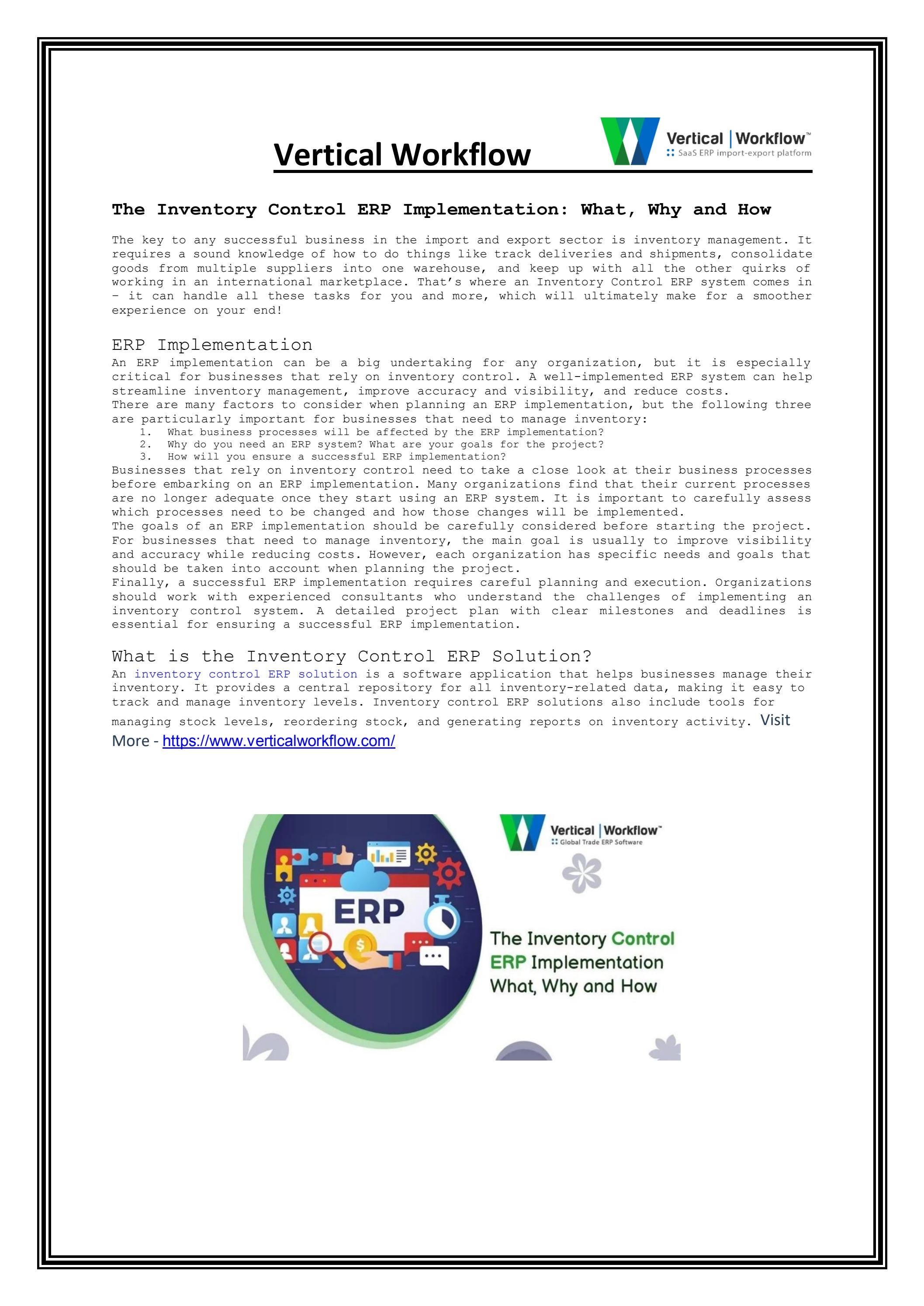 ERP for import export for small to mid-sized import-export companies by Vertical Workflow CA - Issuu