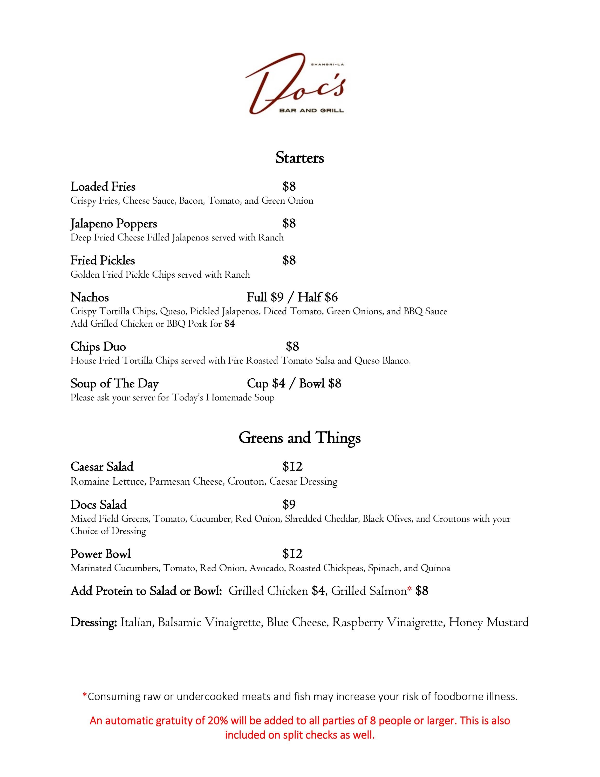 Doc's Bar & Grill Menu by shangrilaokresort - Issuu