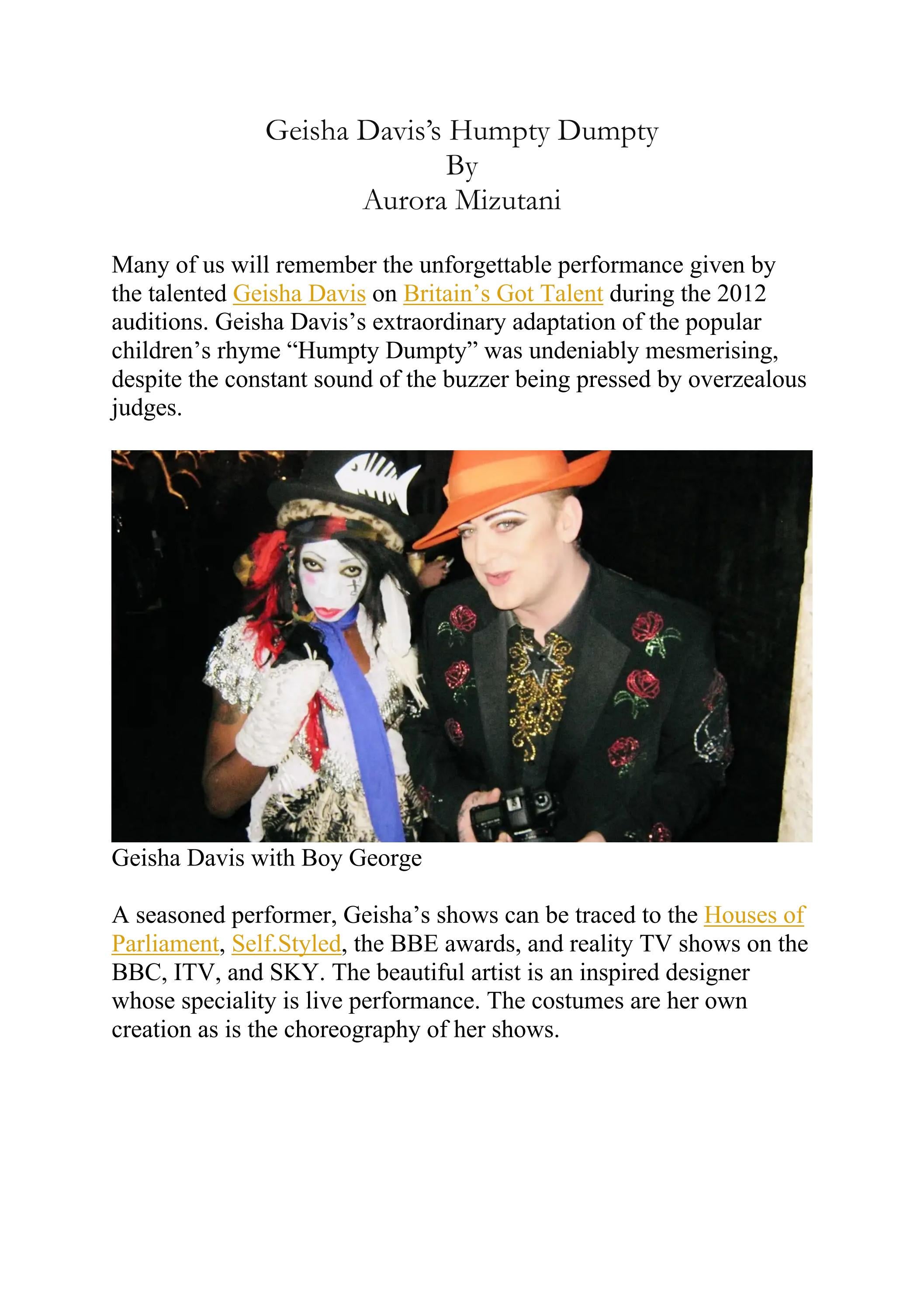 Geisha Davis’s Humpty Dumpty by Aurora Mizutani - Issuu