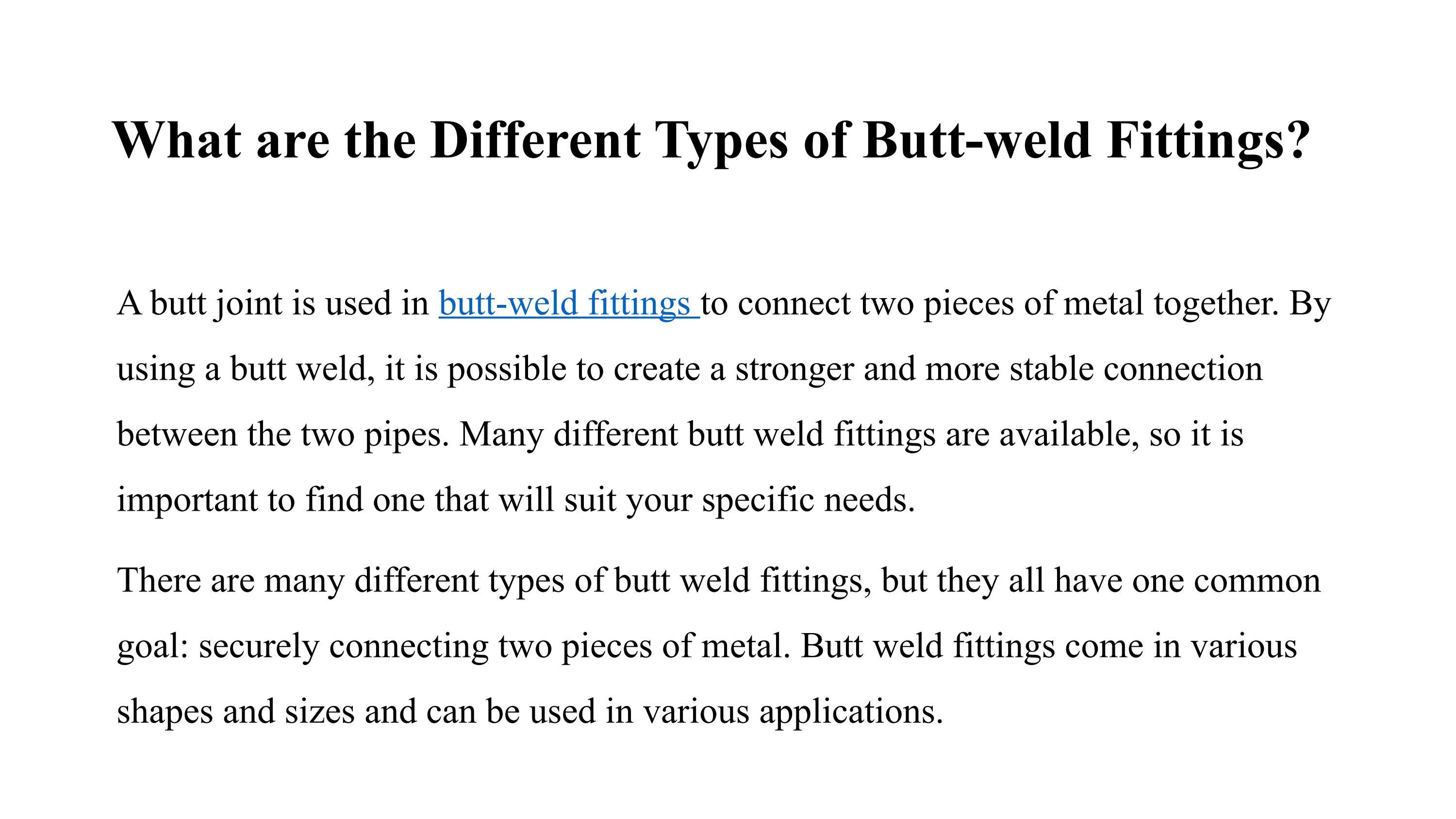 What are the Different Types of Butt-weld Fittings? by VIVEK BHANSALI ...