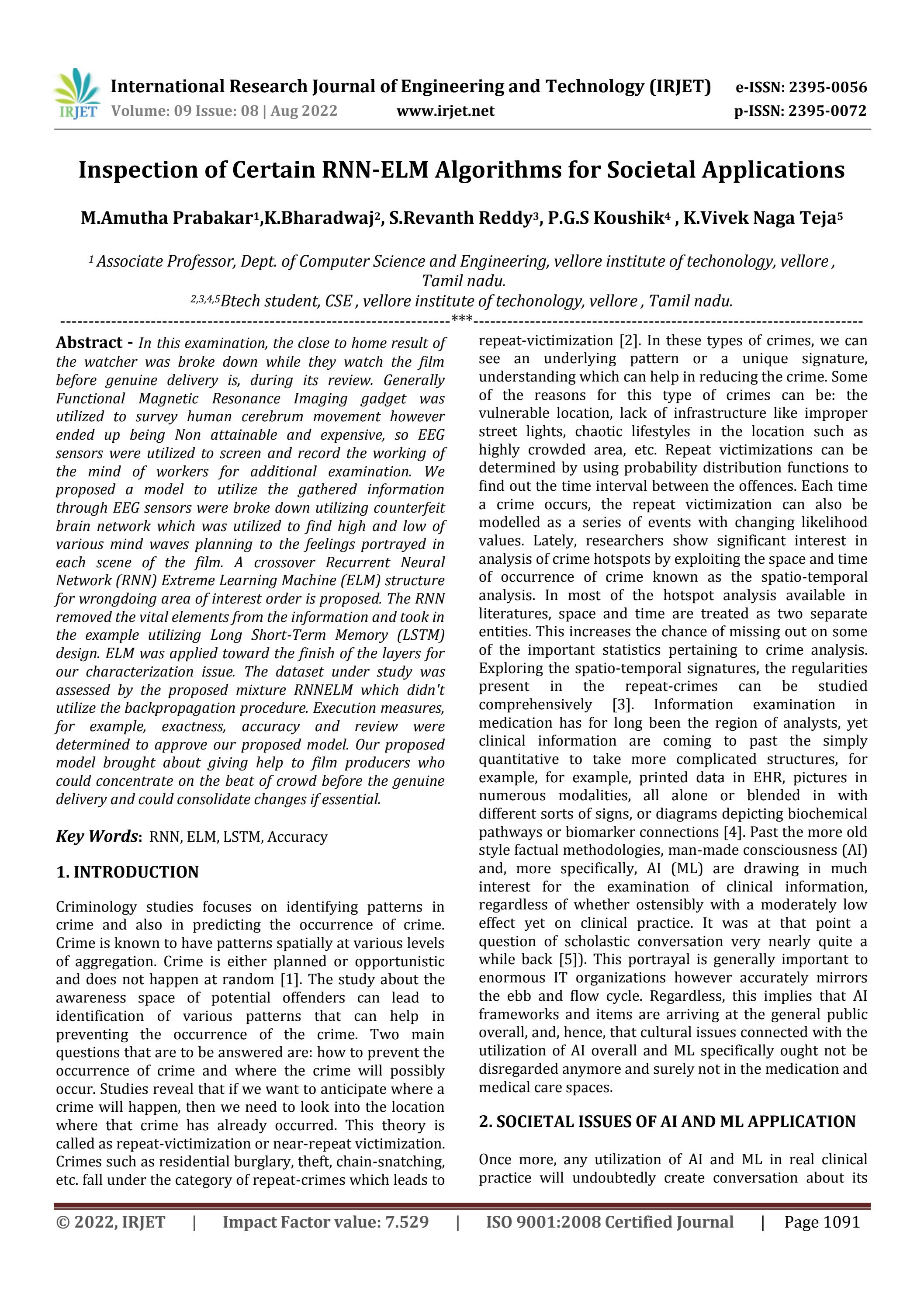 Inspection of Certain RNN-ELM Algorithms for Societal Applications by IRJET Journal - Issuu