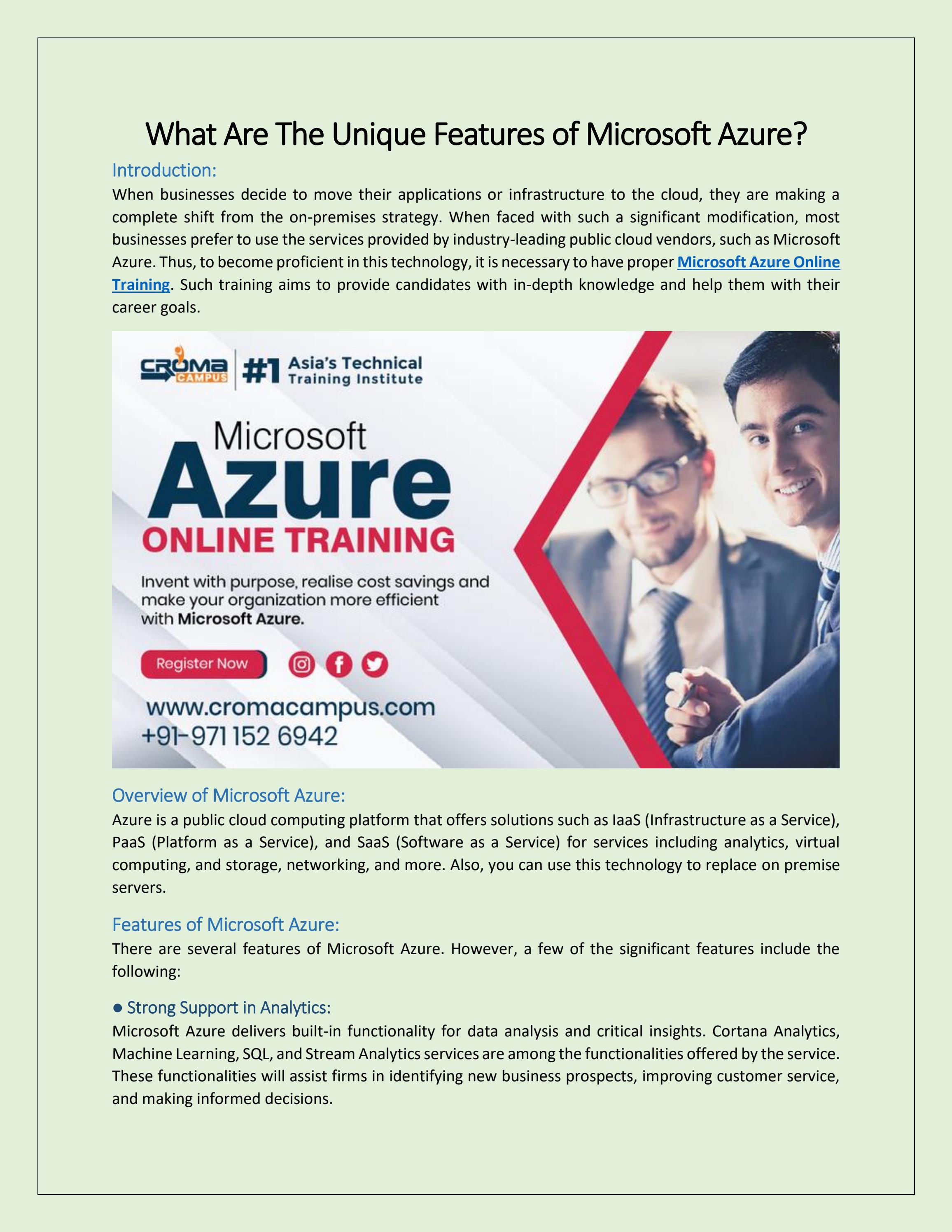 What Are The Unique Features of Microsoft Azure? by ...