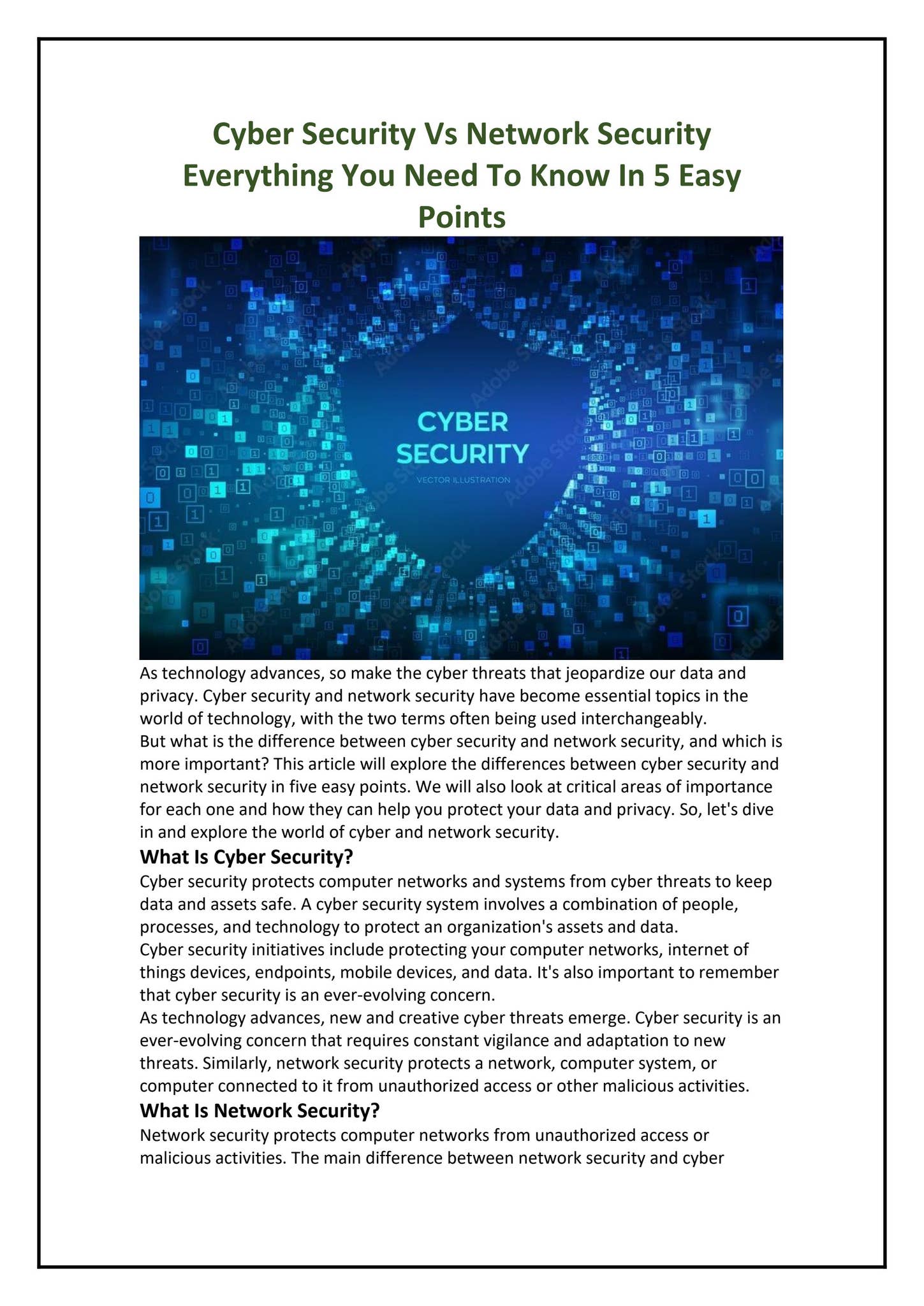 Cyber Security Vs Network Security Everything You Need to Know In 5 ...